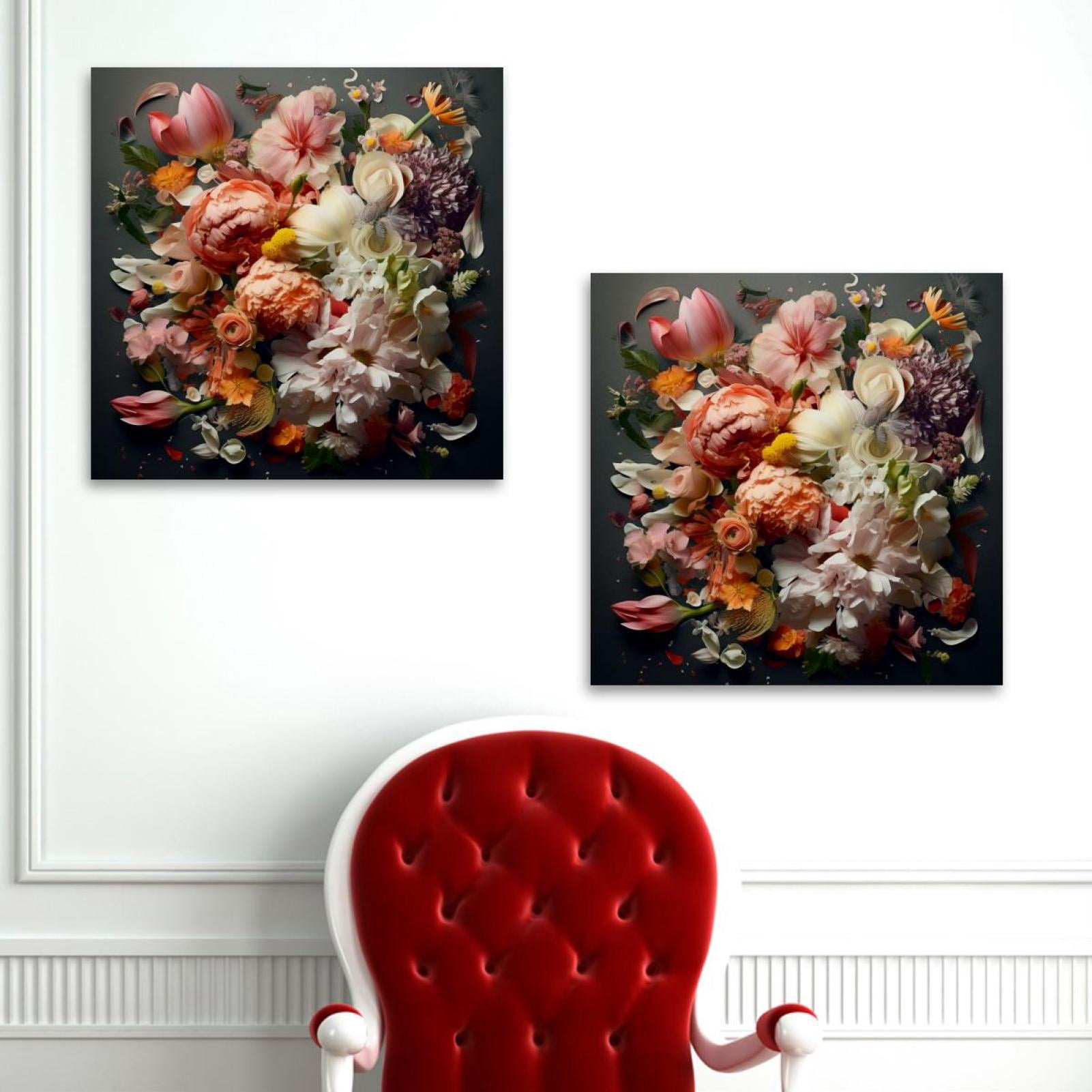 OWNSERIES Floral Pattern 2PC Canvas Wall Art Paintings for Living Room ...