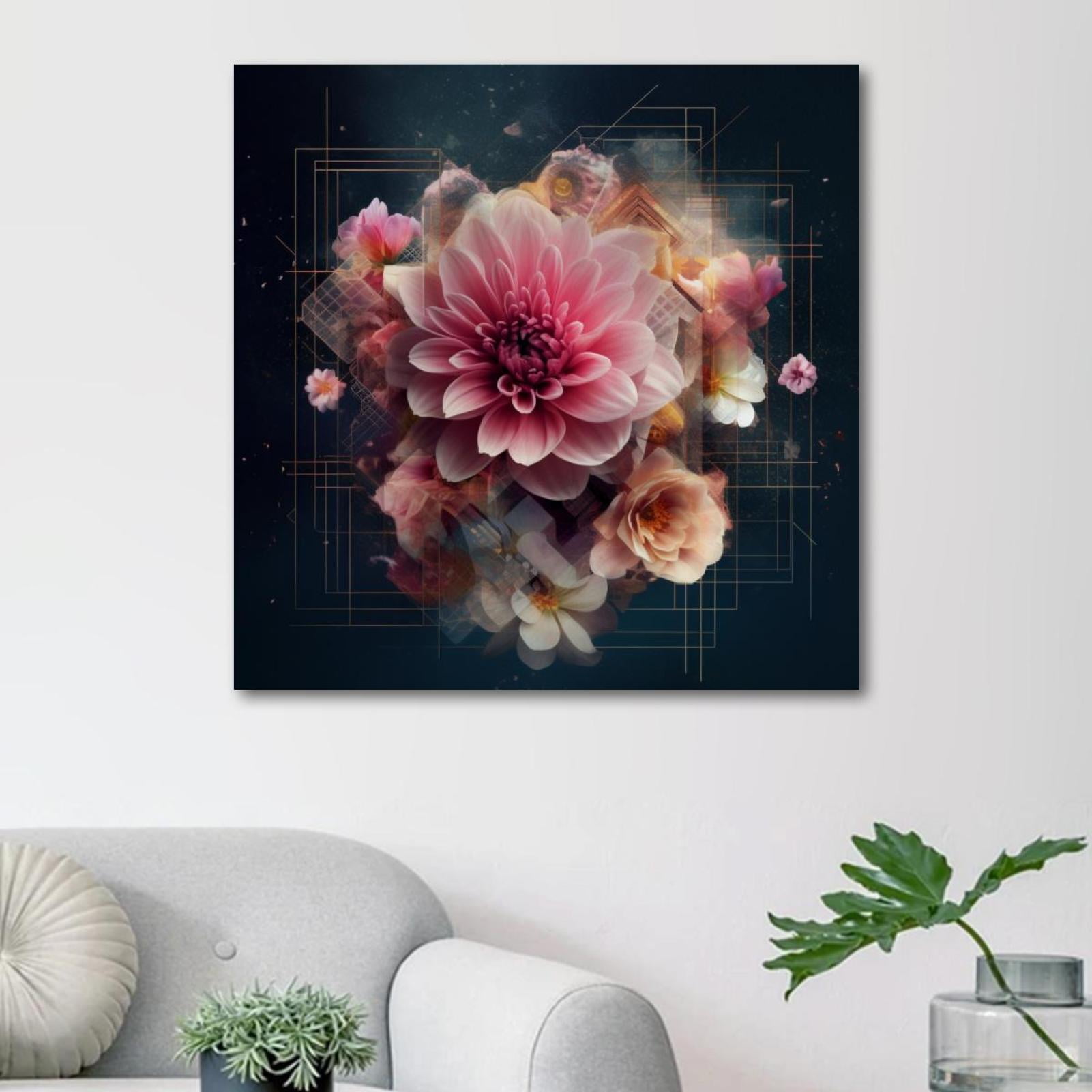 OWNSERIES Floral Pattern Canvas Wall Art Paintings for Living Room ...