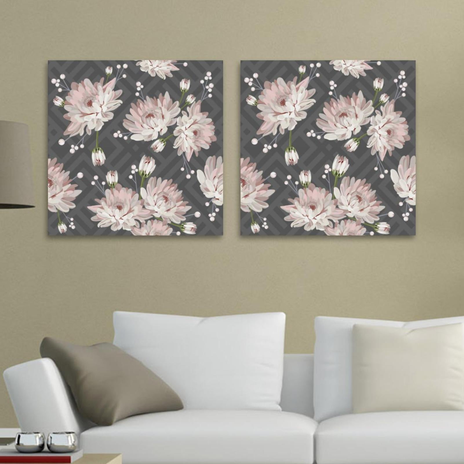 OWNSERIES Floral Seamless Pattern 2PC Canvas Wall Art Paintings for ...