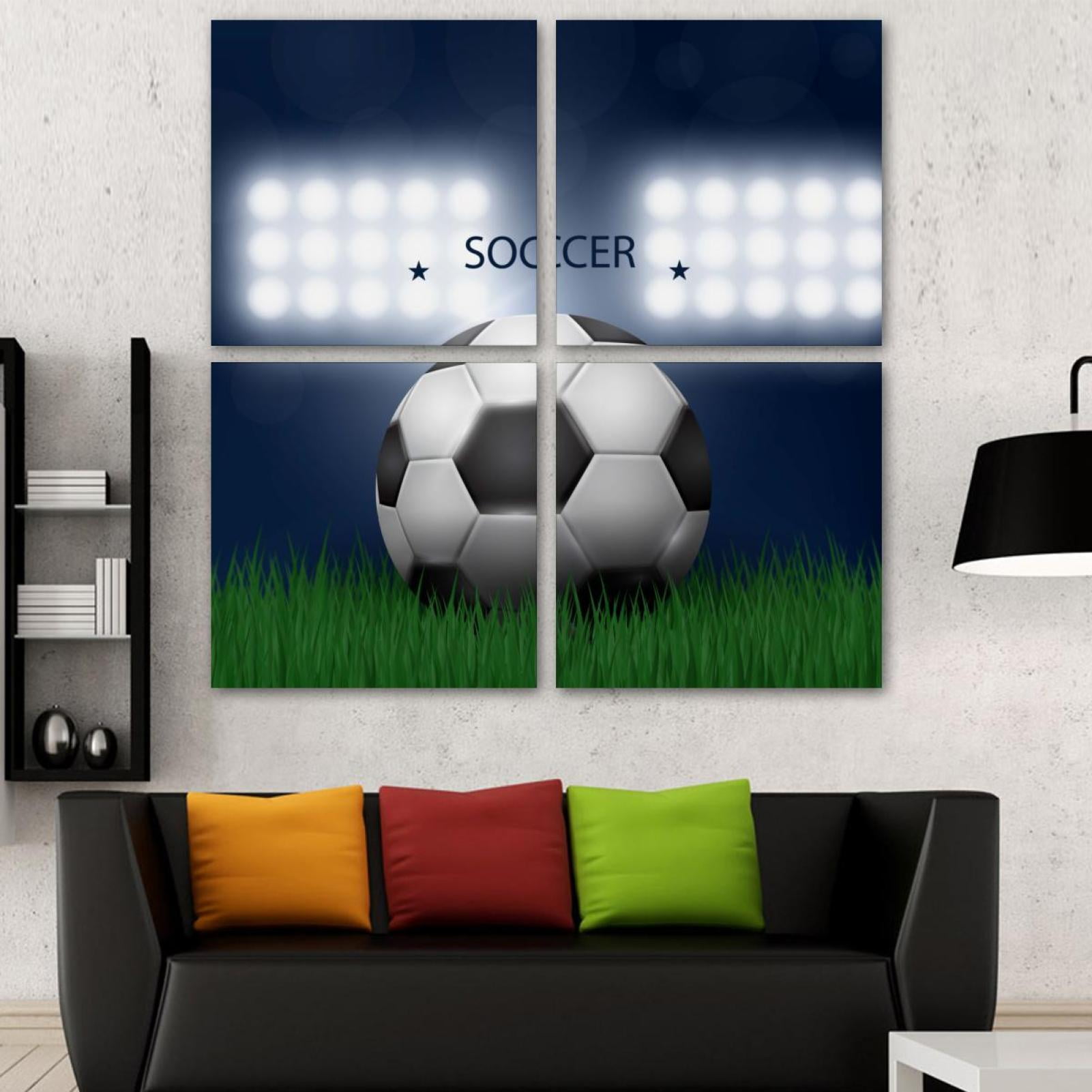OWNSERIES Football Grass Pattern 4PC Frameless Canvas Wall Art ...