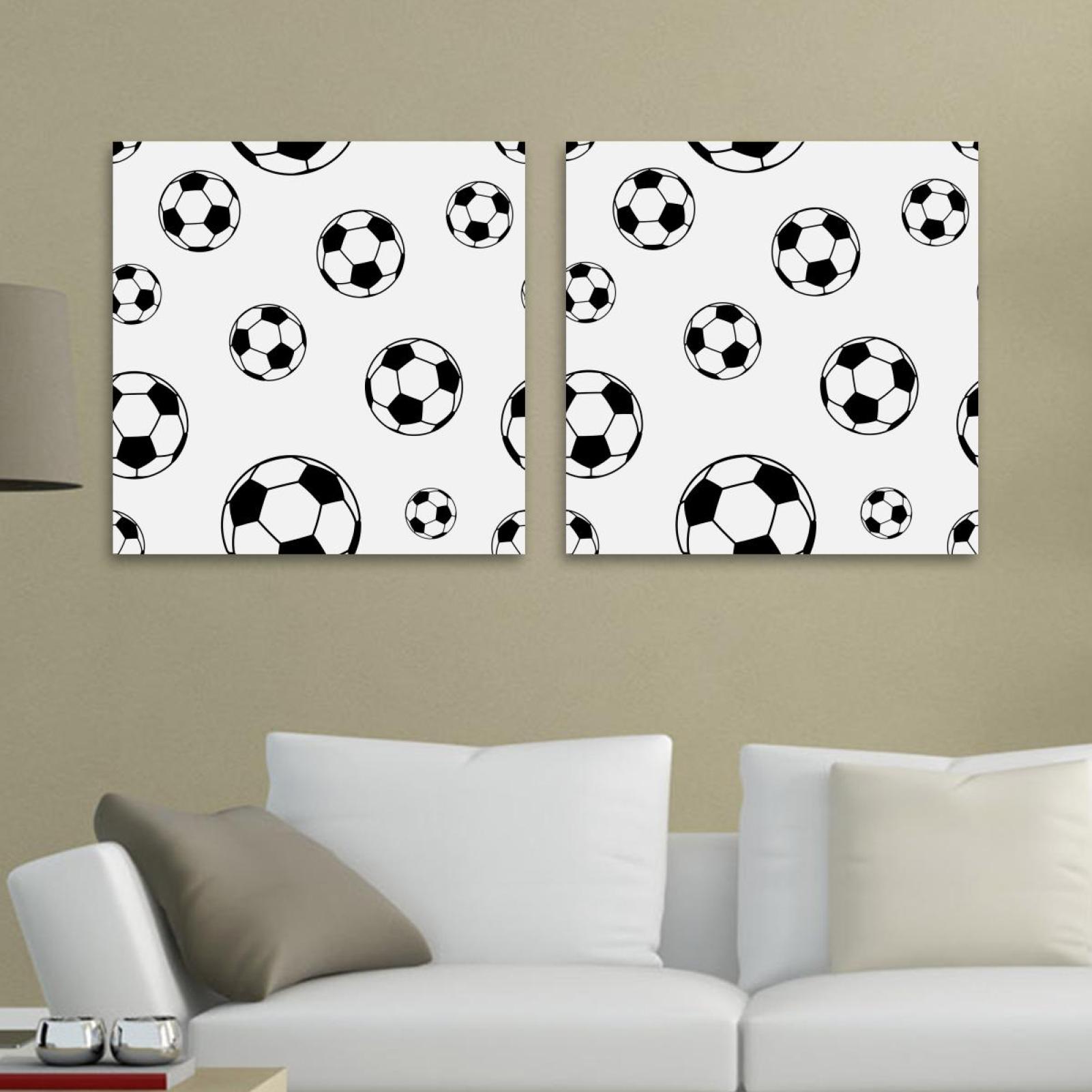OWNSERIES Football Soccer Black White Pattern 2PC Canvas Wall Art ...