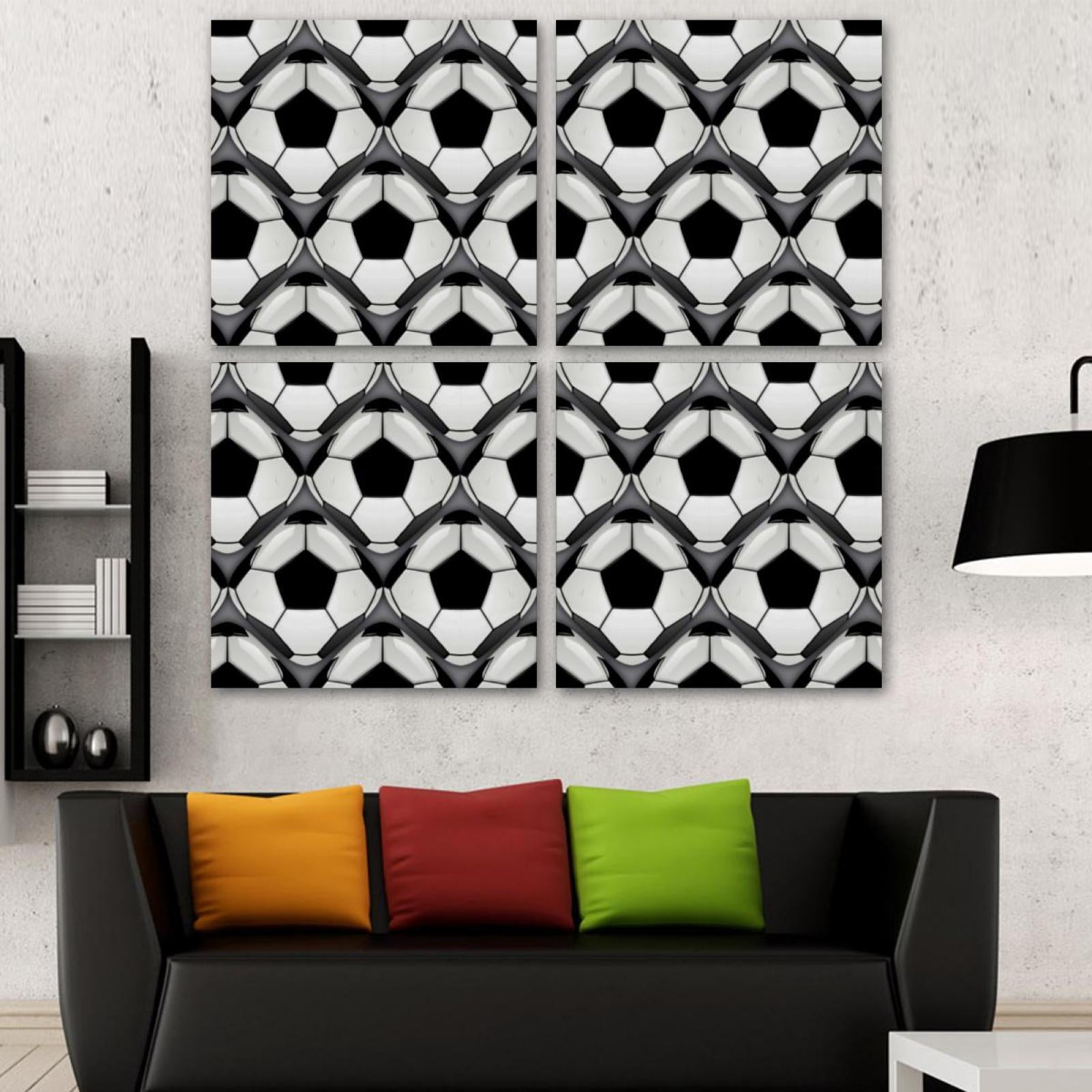 OWNSERIES Football Soccer Pattern 4PC Frameless Canvas Wall Art ...