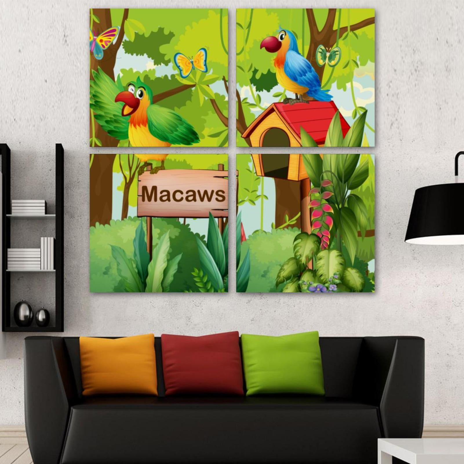 OWNSERIES Forest with Macaws Signboard Mailbox Pattern 4PC Frameless ...