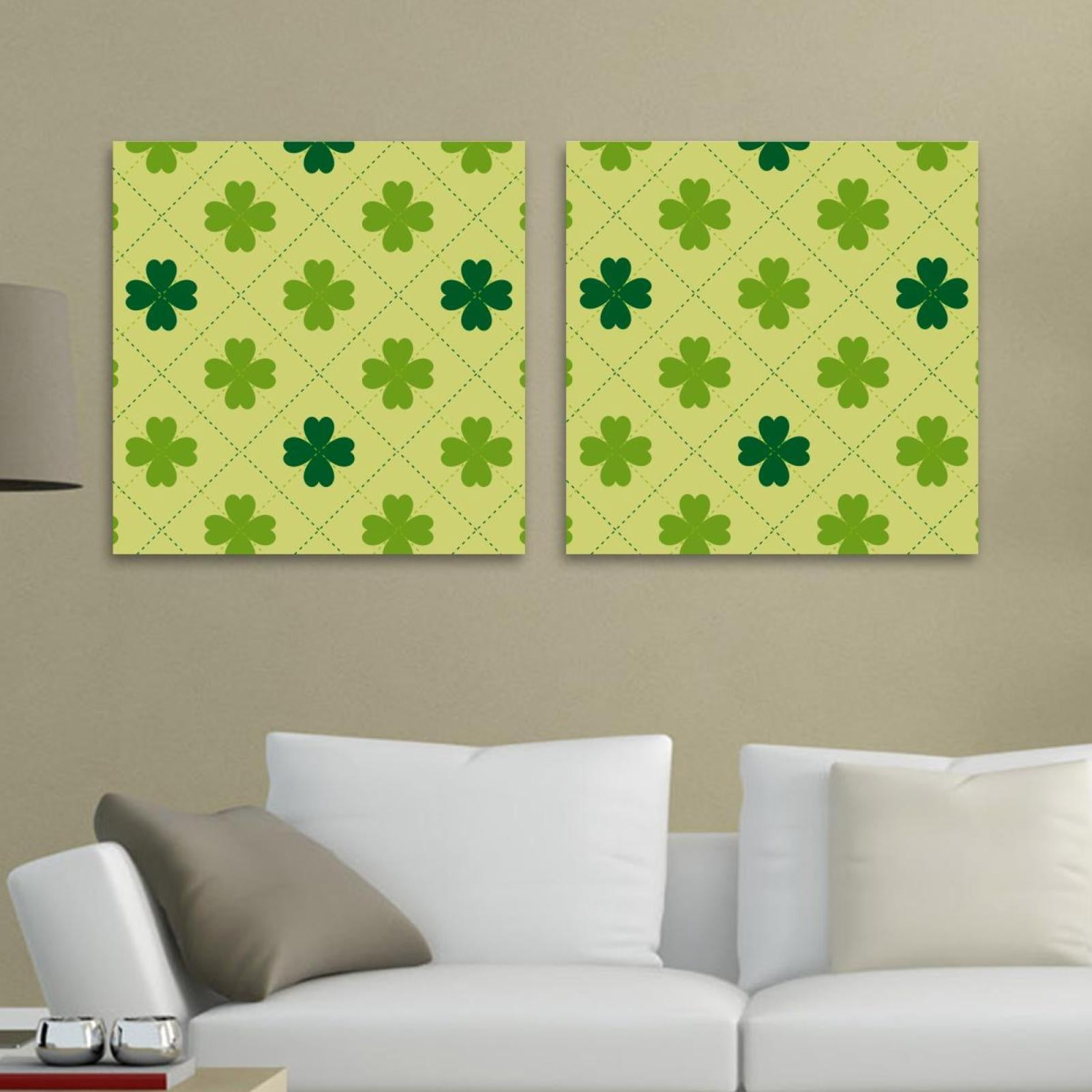 OWNSERIES Four Leaf Clover Pattern 2PC Canvas Wall Art Paintings for ...