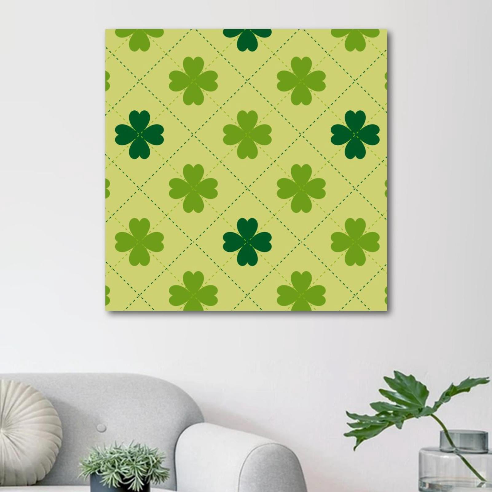 OWNSERIES Four Leaf Clover Pattern Canvas Wall Art Paintings for Living ...