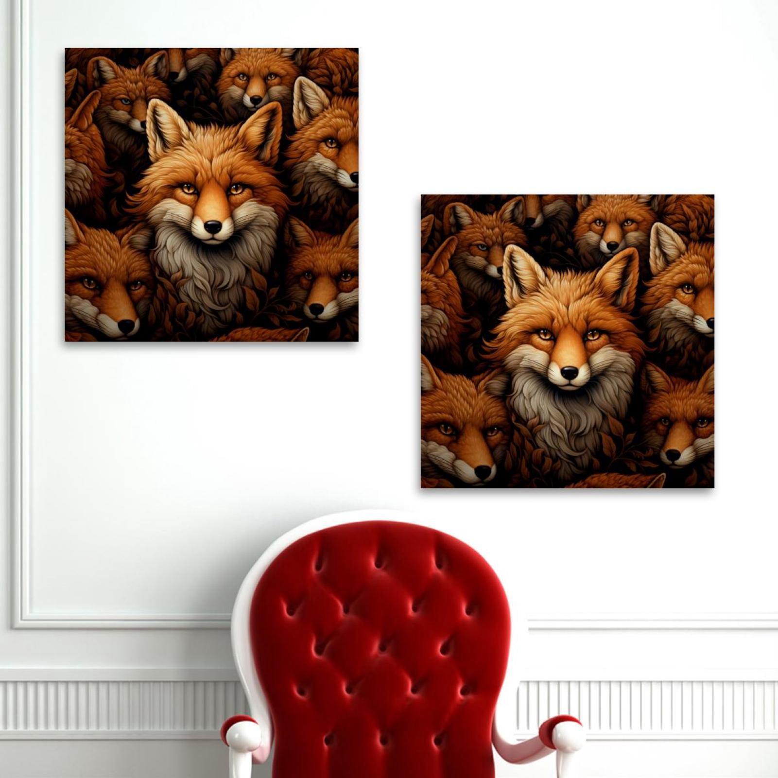 OWNSERIES Fox Pattern 2PC Canvas Wall Art Paintings for Living Room ...
