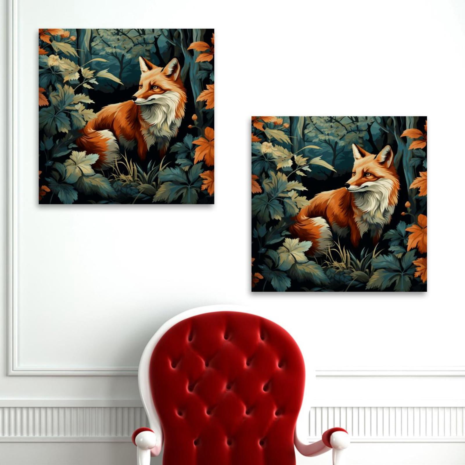 OWNSERIES Fox Pattern 2PC Canvas Wall Art Paintings for Living Room ...