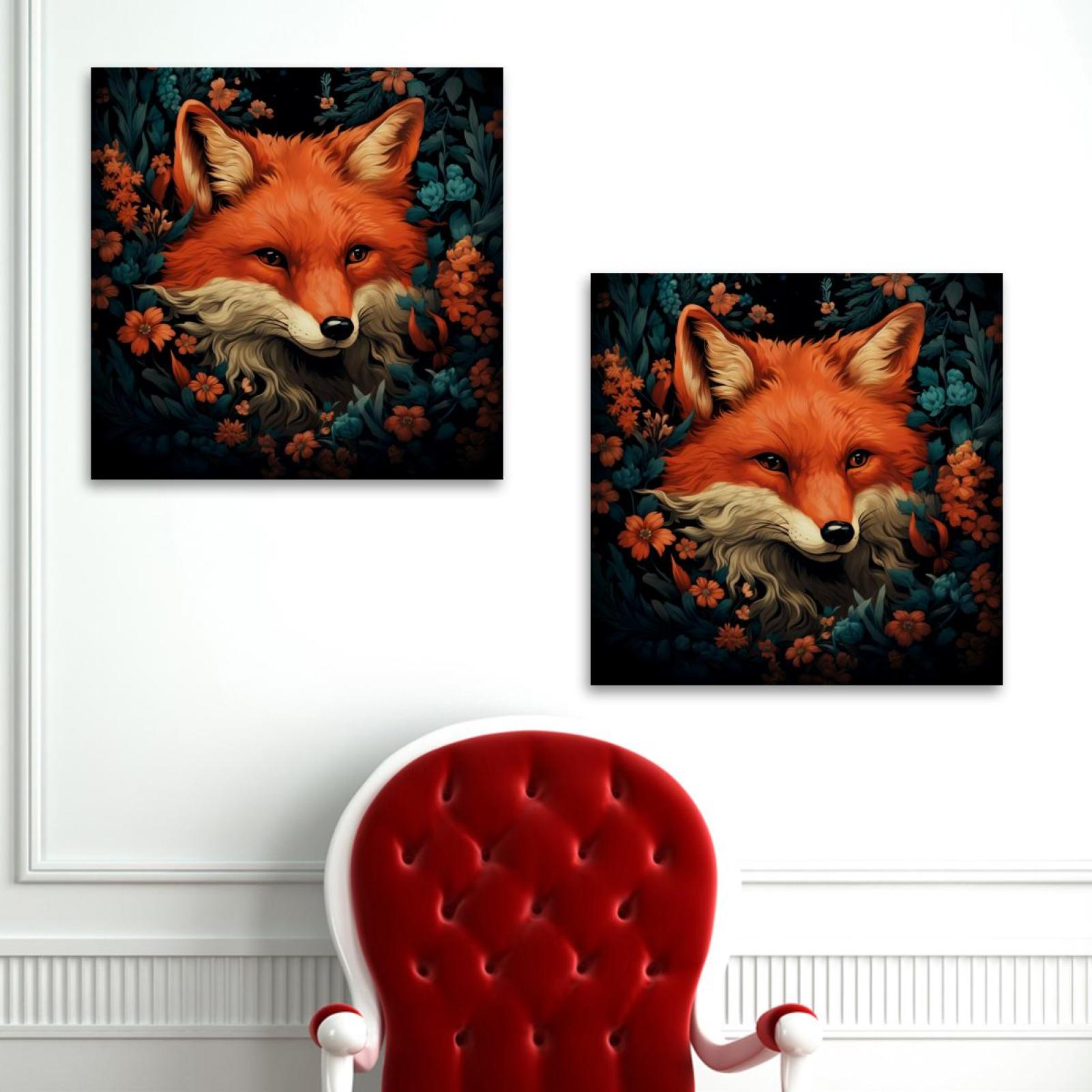 OWNSERIES Fox Pattern 2PC Canvas Wall Art Paintings for Living Room ...