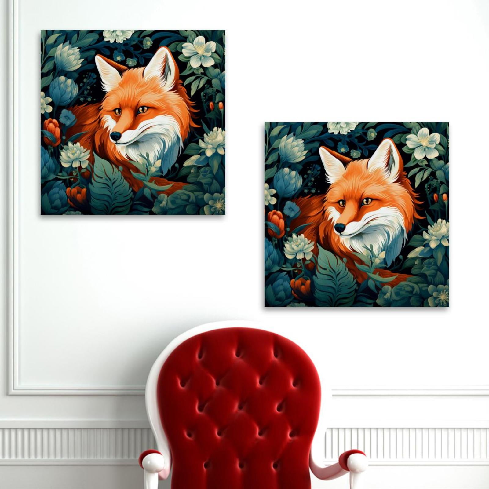 OWNSERIES Fox Pattern 2PC Canvas Wall Art Paintings for Living Room ...