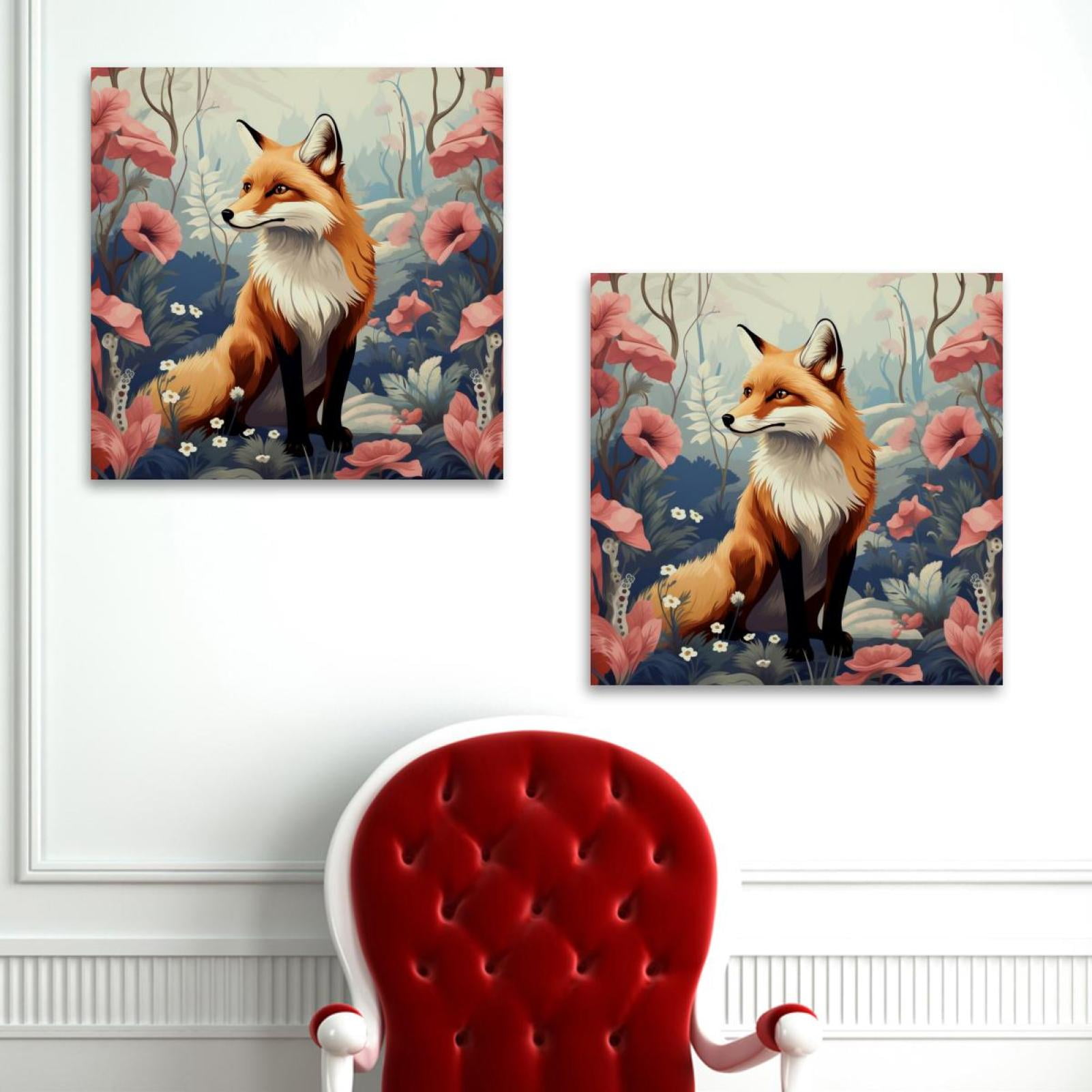 OWNSERIES Fox Pattern 2PC Canvas Wall Art Paintings for Living Room ...