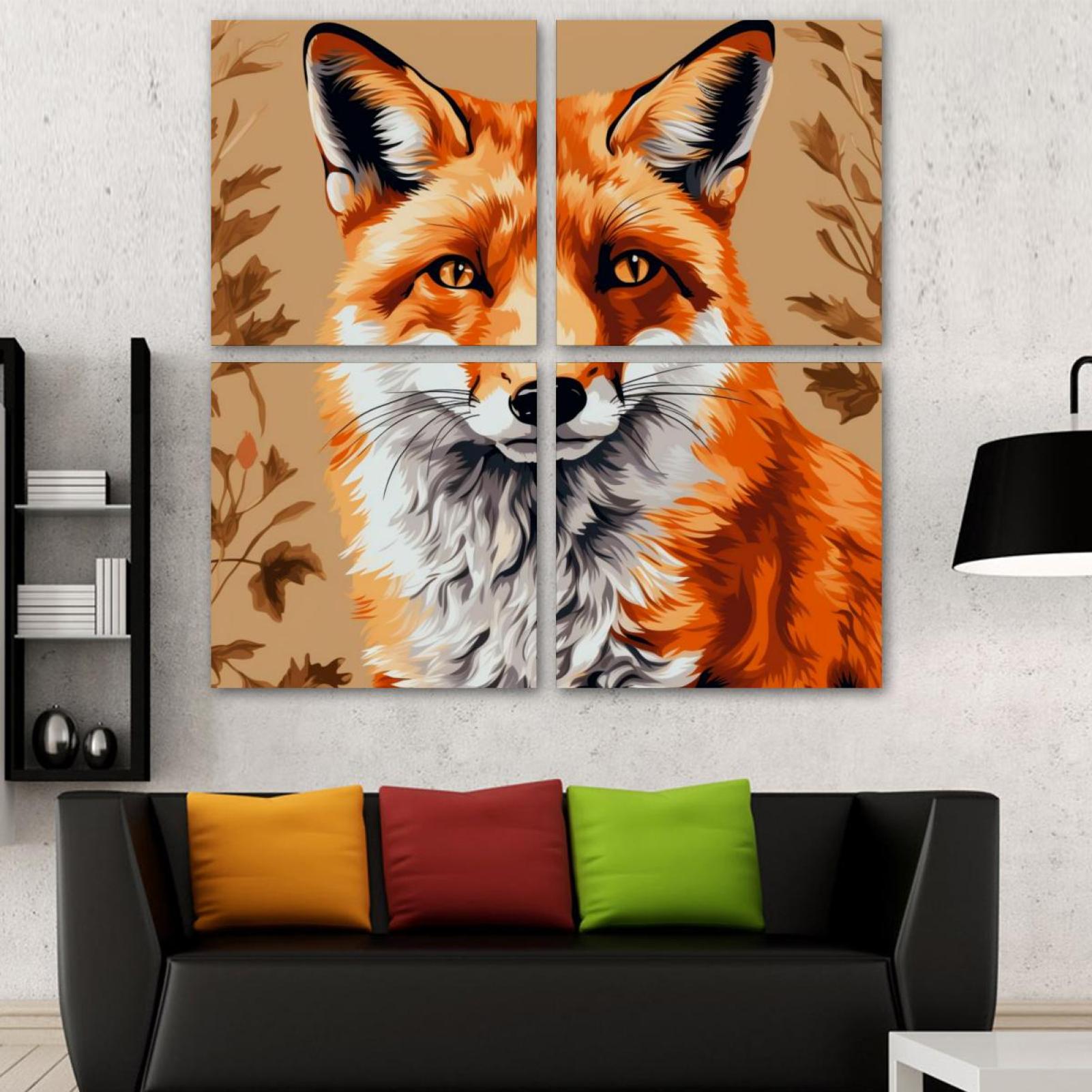 OWNSERIES Fox Pattern Pattern 4PC Frameless Canvas Wall Art Paintings ...