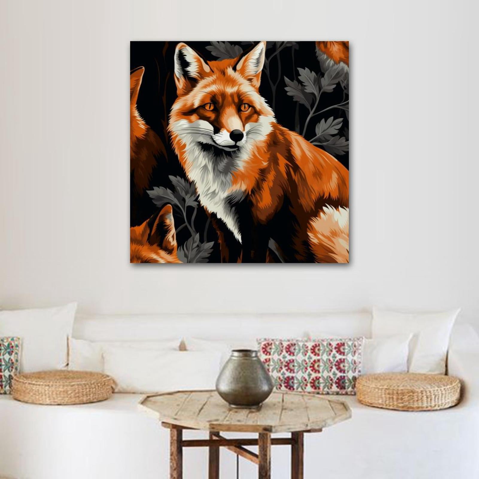 OWNSERIES Fox Pattern Pattern Canvas Wall Art Paintings for Living Room ...