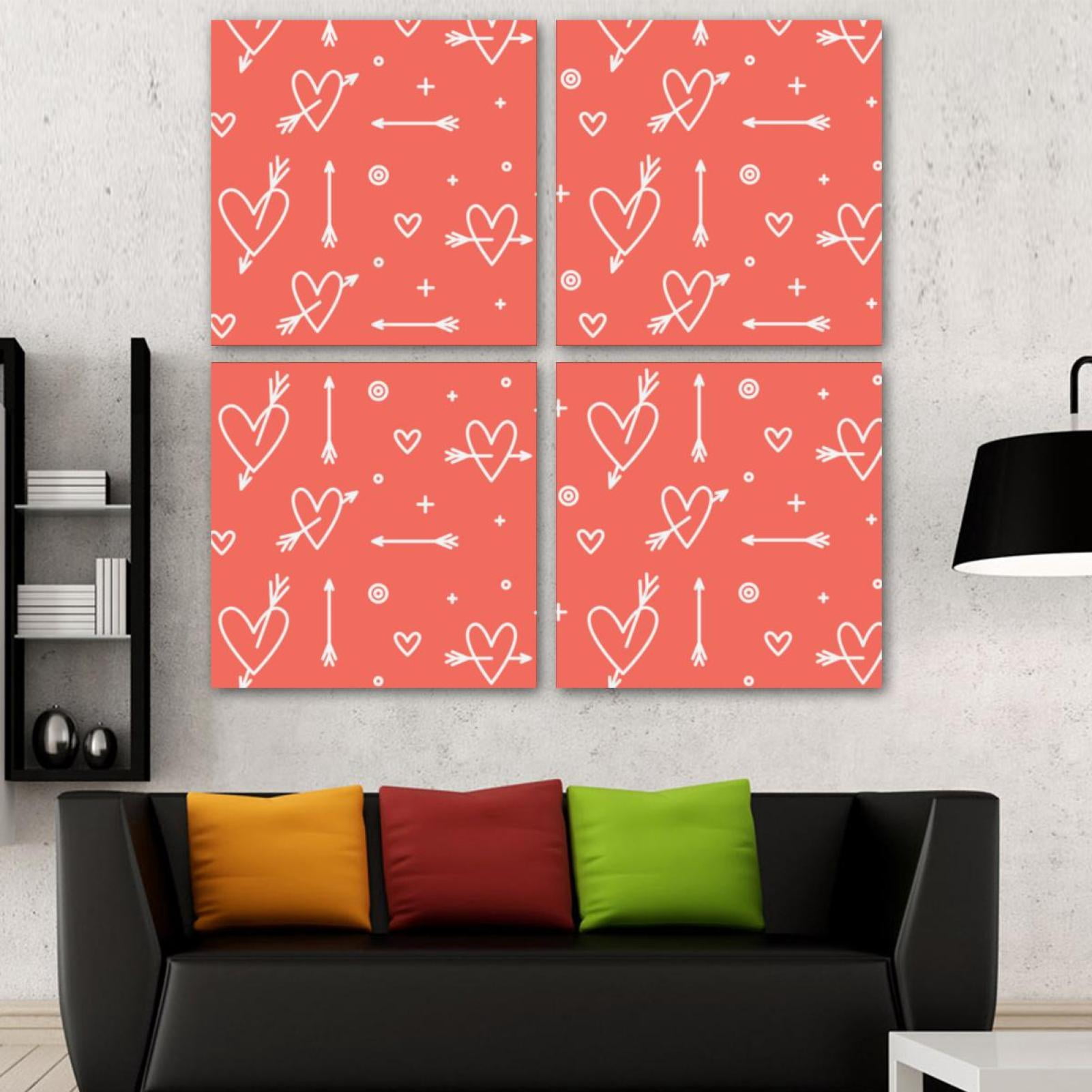 OWNSERIES Free Heart Pattern Pattern 4PC Frameless Canvas Wall Art ...
