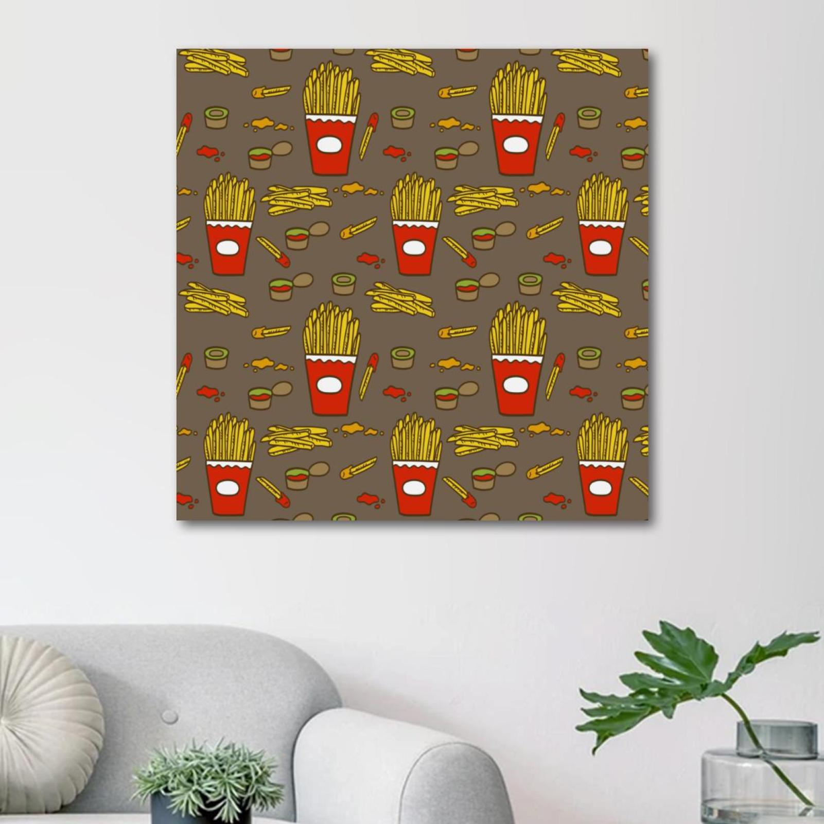 OWNSERIES Fries with Sauce Pattern Chips Pattern Canvas Wall Art ...