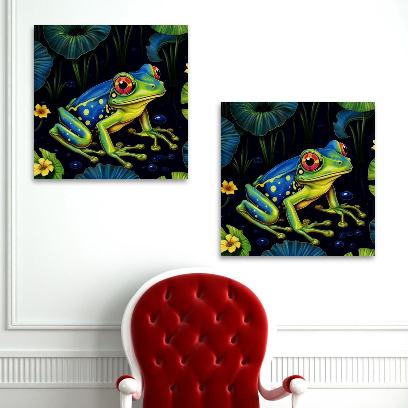 OWNSERIES Frog Pattern 2PC Canvas Wall Art Paintings for Living Room ...