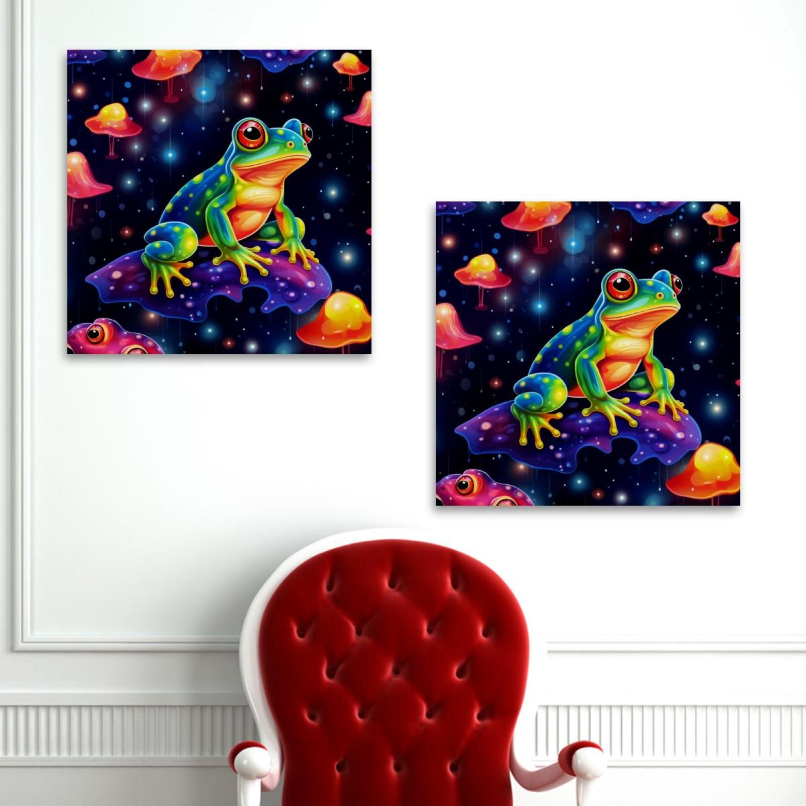 OWNSERIES Frog under the Stars Pattern 2PC Canvas Wall Art Paintings ...