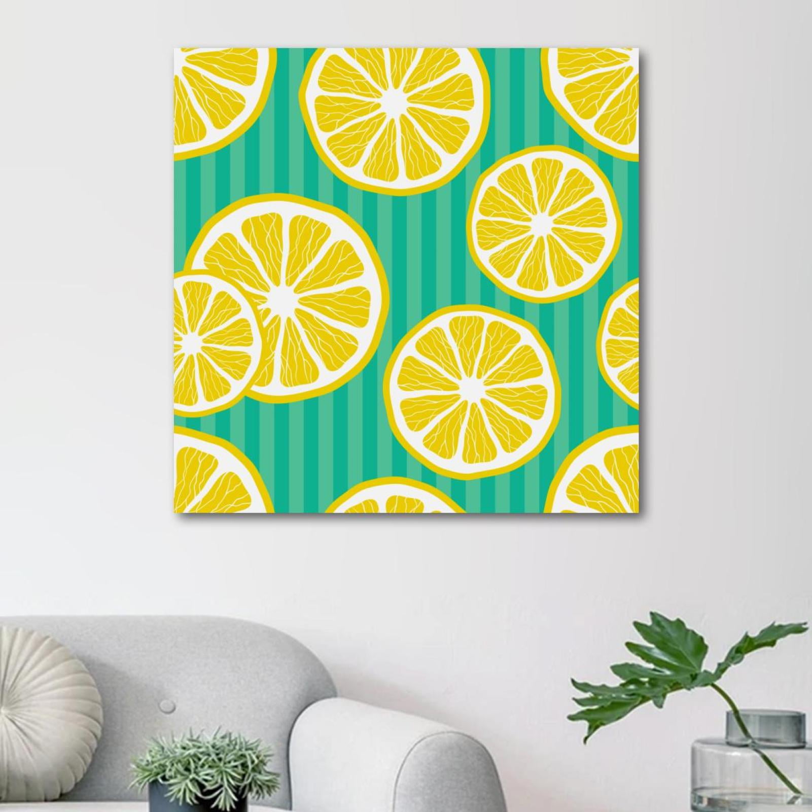 OWNSERIES Fruit Lemon Stripe Pattern Canvas Wall Art Paintings for ...