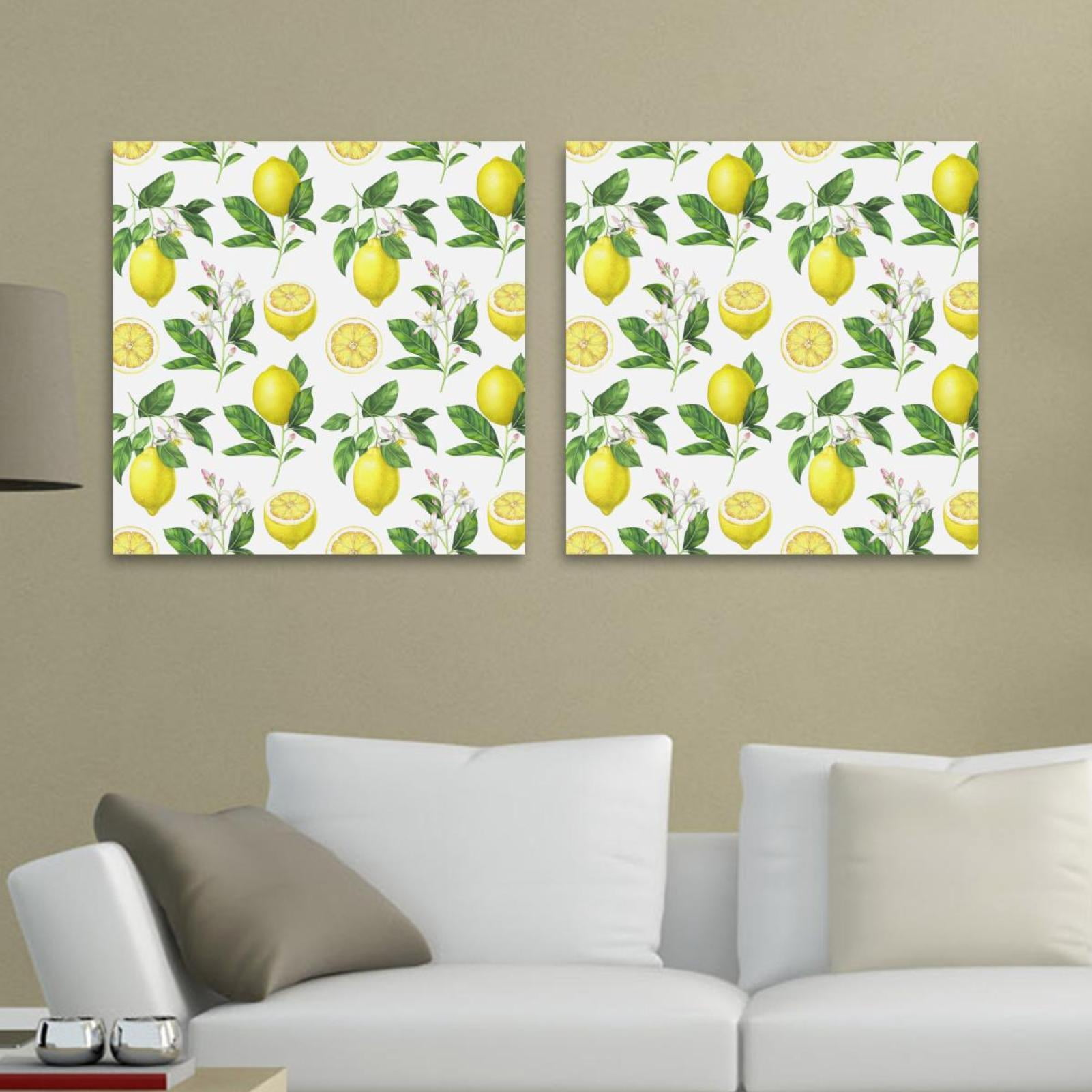OWNSERIES Fruit Yellow Lemon Pattern (2) Pattern 2PC Canvas Wall Art ...