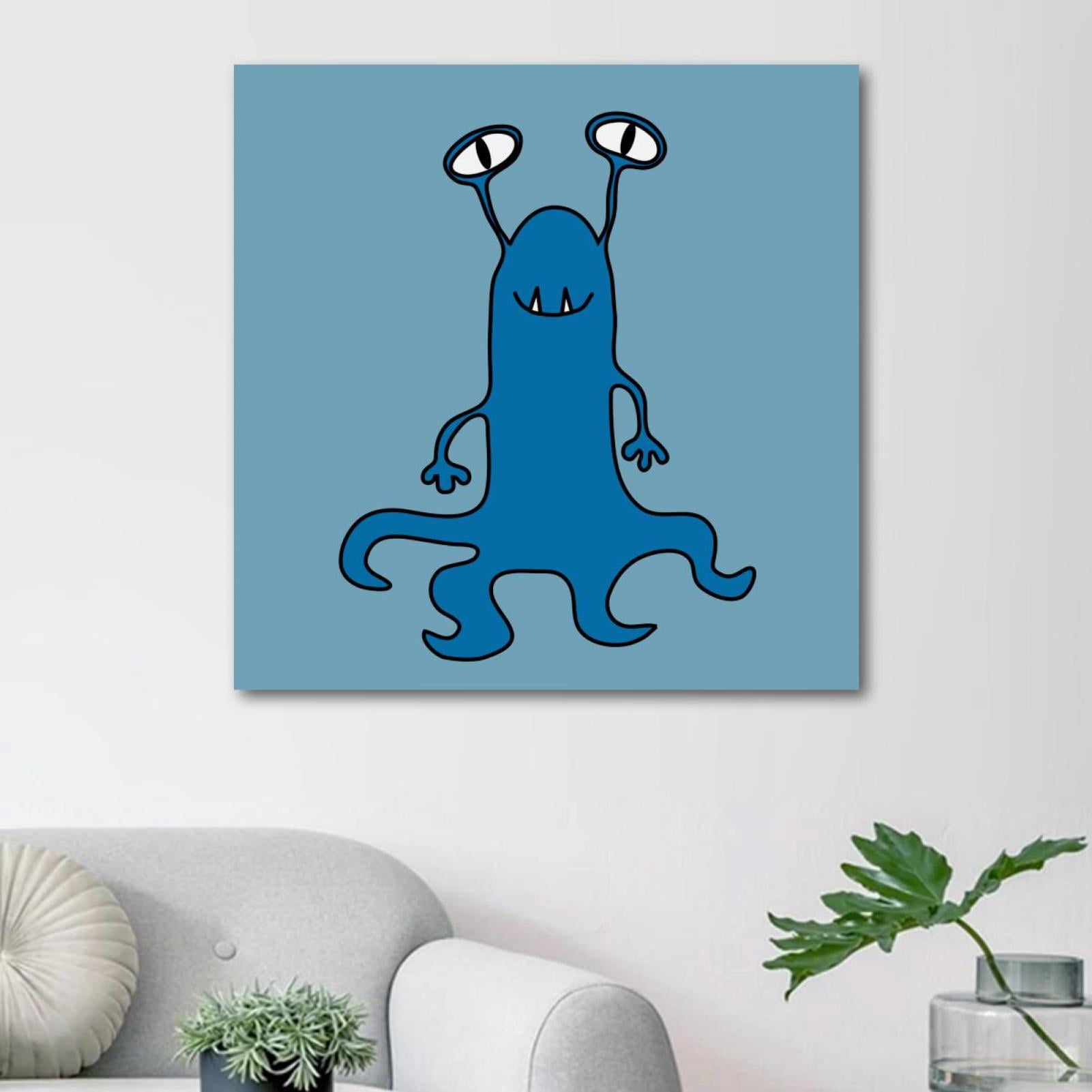 OWNSERIES Funny Cartoon Alien Pattern Canvas Wall Art Paintings for ...
