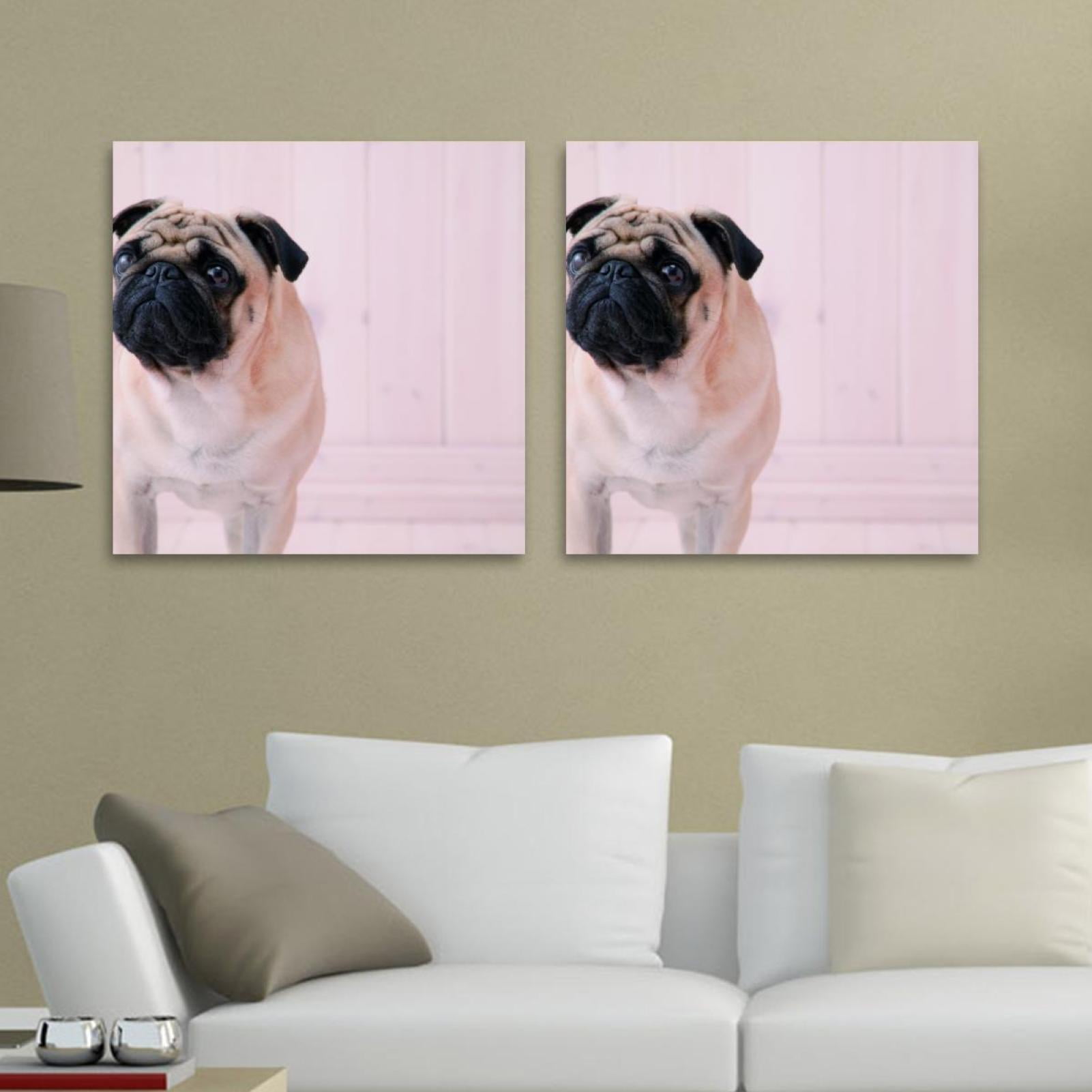 OWNSERIES Funny Cute Pug Dog Pattern 2PC Canvas Wall Art Paintings for ...