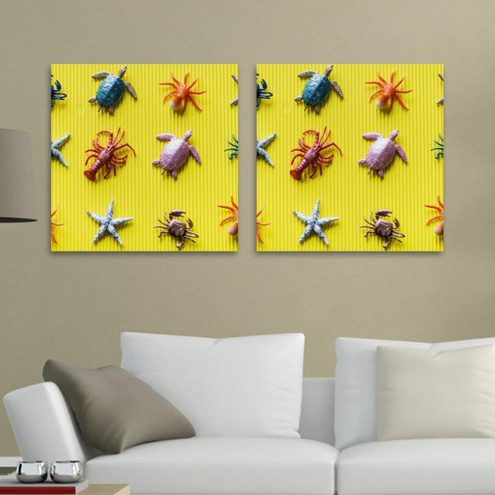 OWNSERIES Funny Starfish Tortoise Crab Ocean World Pattern 2PC Canvas ...