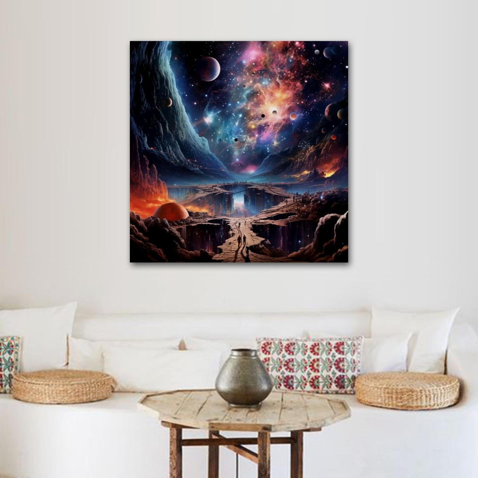 OWNSERIES Galactic Space Pattern Canvas Wall Art Paintings for Living ...