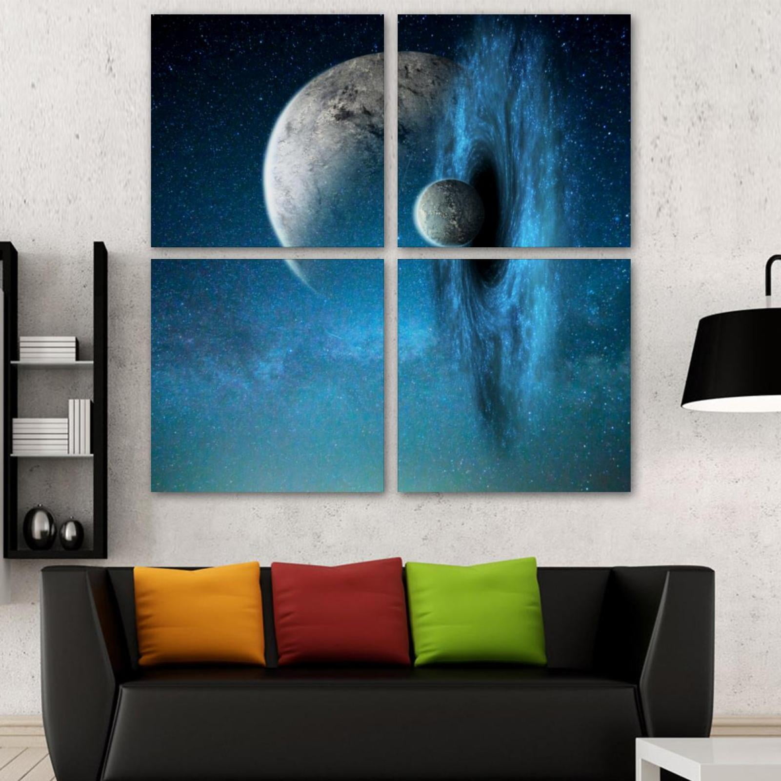 OWNSERIES Galaxy Cosmos Starry Sky Planet Pattern 4PC Frameless Canvas ...