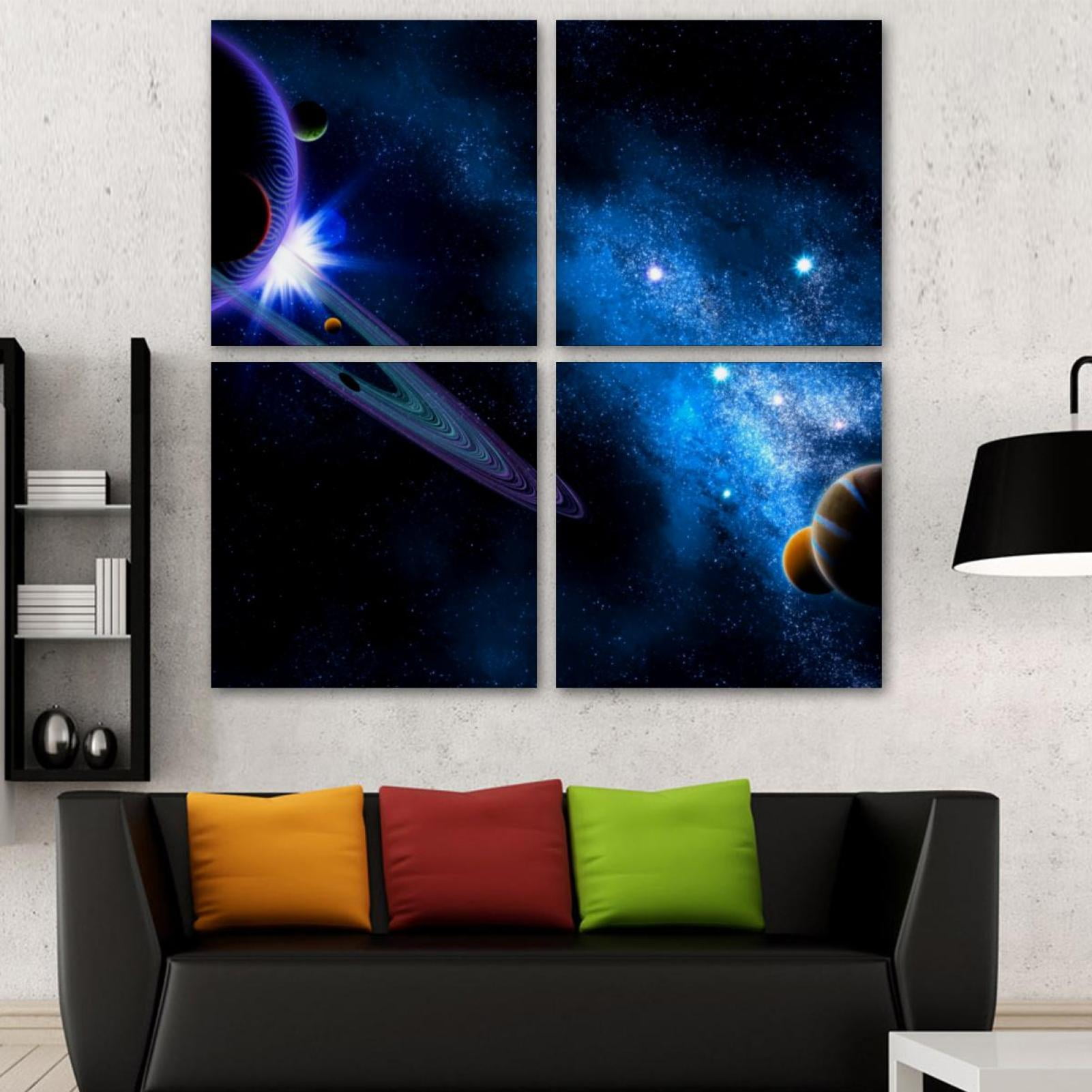 OWNSERIES Galaxy Space Planets Pattern 4PC Frameless Canvas Wall Art ...