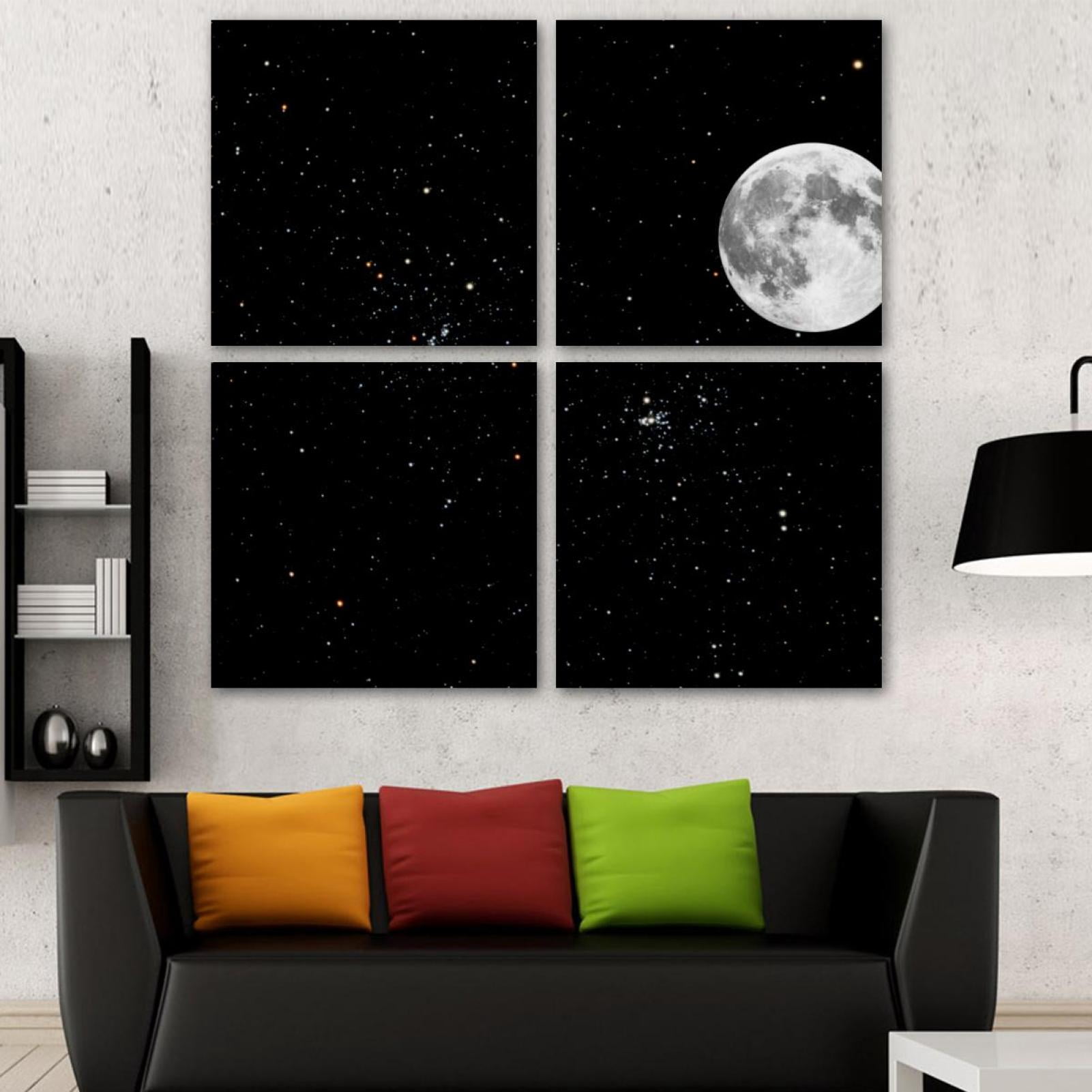 OWNSERIES Galaxy Space Universe Moon Pattern 4PC Frameless Canvas Wall ...