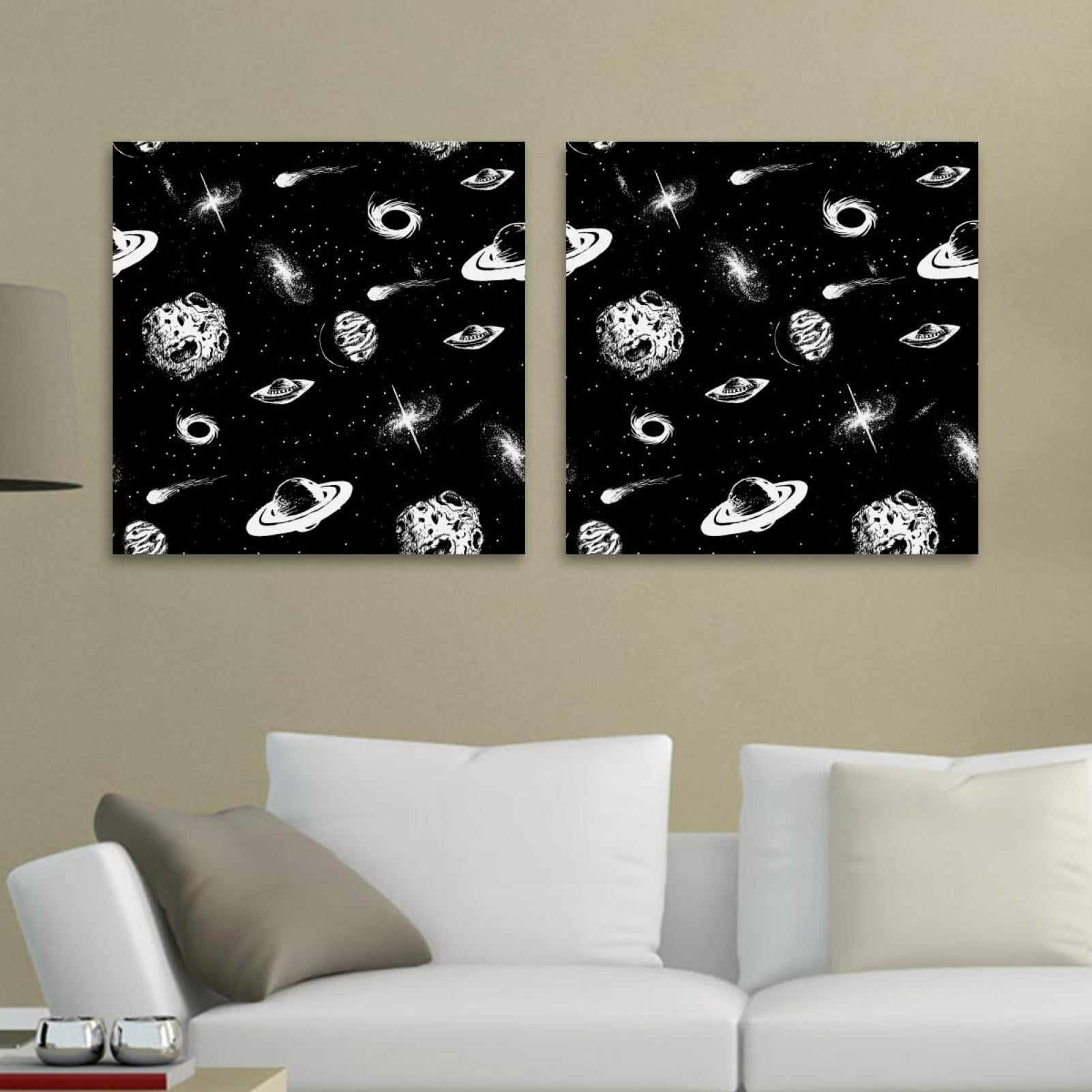 OWNSERIES Galxy Space Black Pattern 2PC Canvas Wall Art Paintings for ...