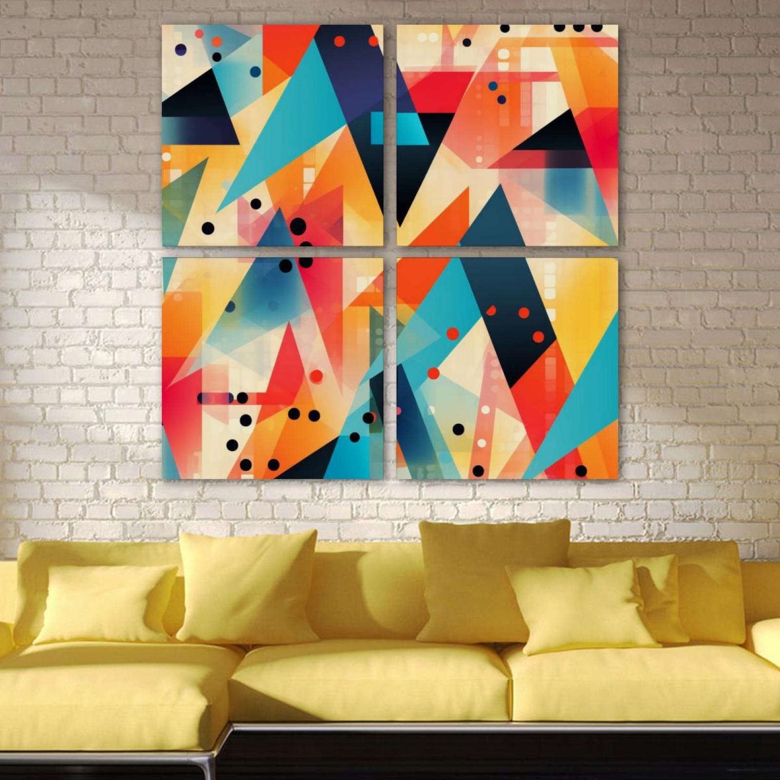 OWNSERIES Geometric Cube Pattern 4PC Frameless Canvas Wall Art ...