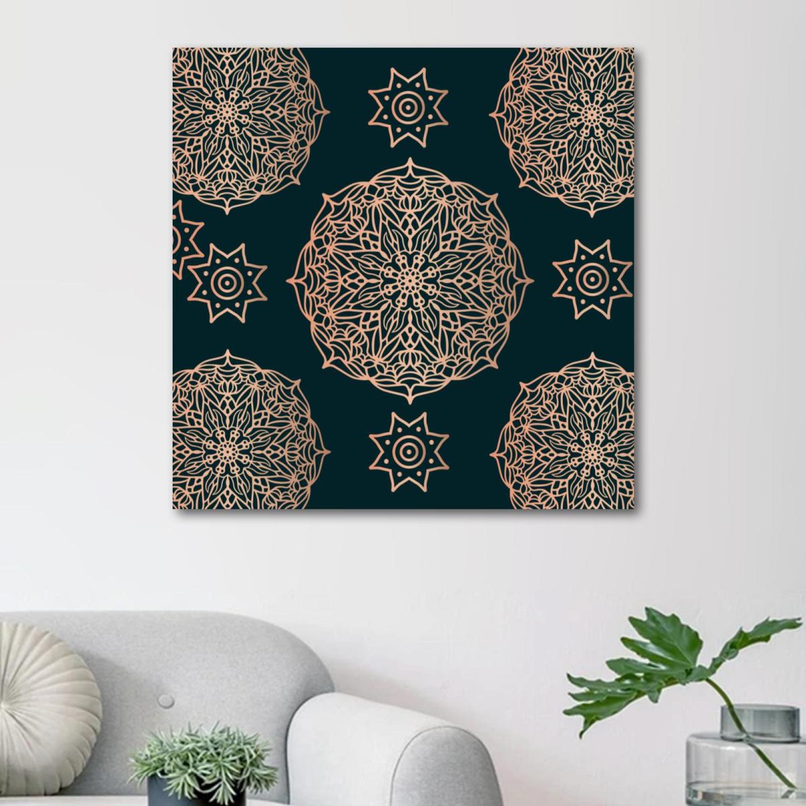 OWNSERIES Geometric Floral Mandala Pattern Canvas Wall Art Paintings ...