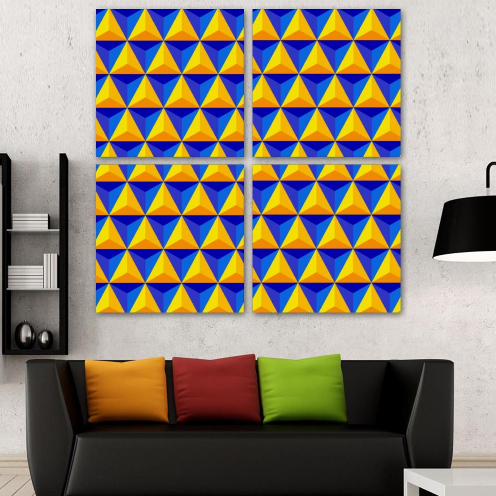 OWNSERIES Geometric Triangle Pattern 4PC Frameless Canvas Wall Art ...