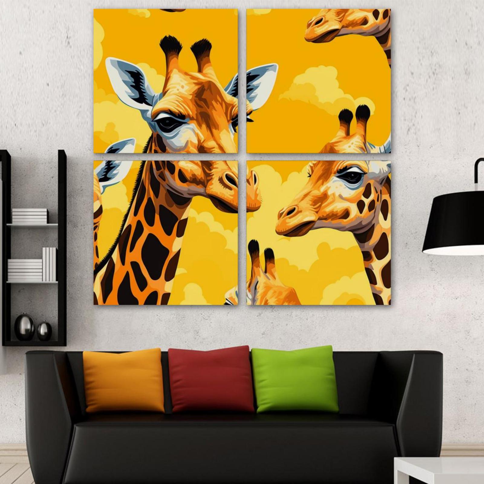 OWNSERIES Giraffe Pattern Pattern 4PC Frameless Canvas Wall Art ...
