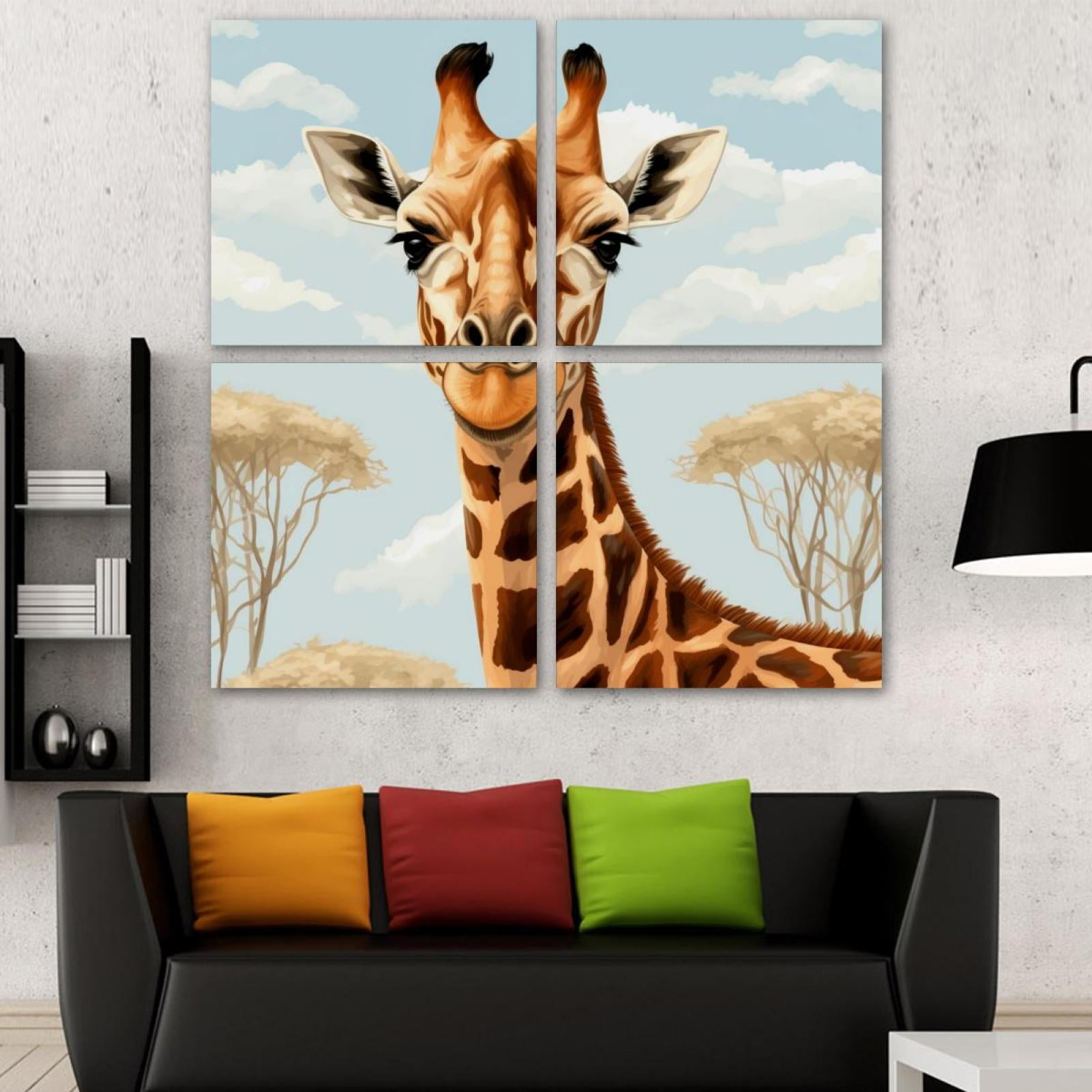 OWNSERIES Giraffe Pattern Pattern 4PC Frameless Canvas Wall Art ...
