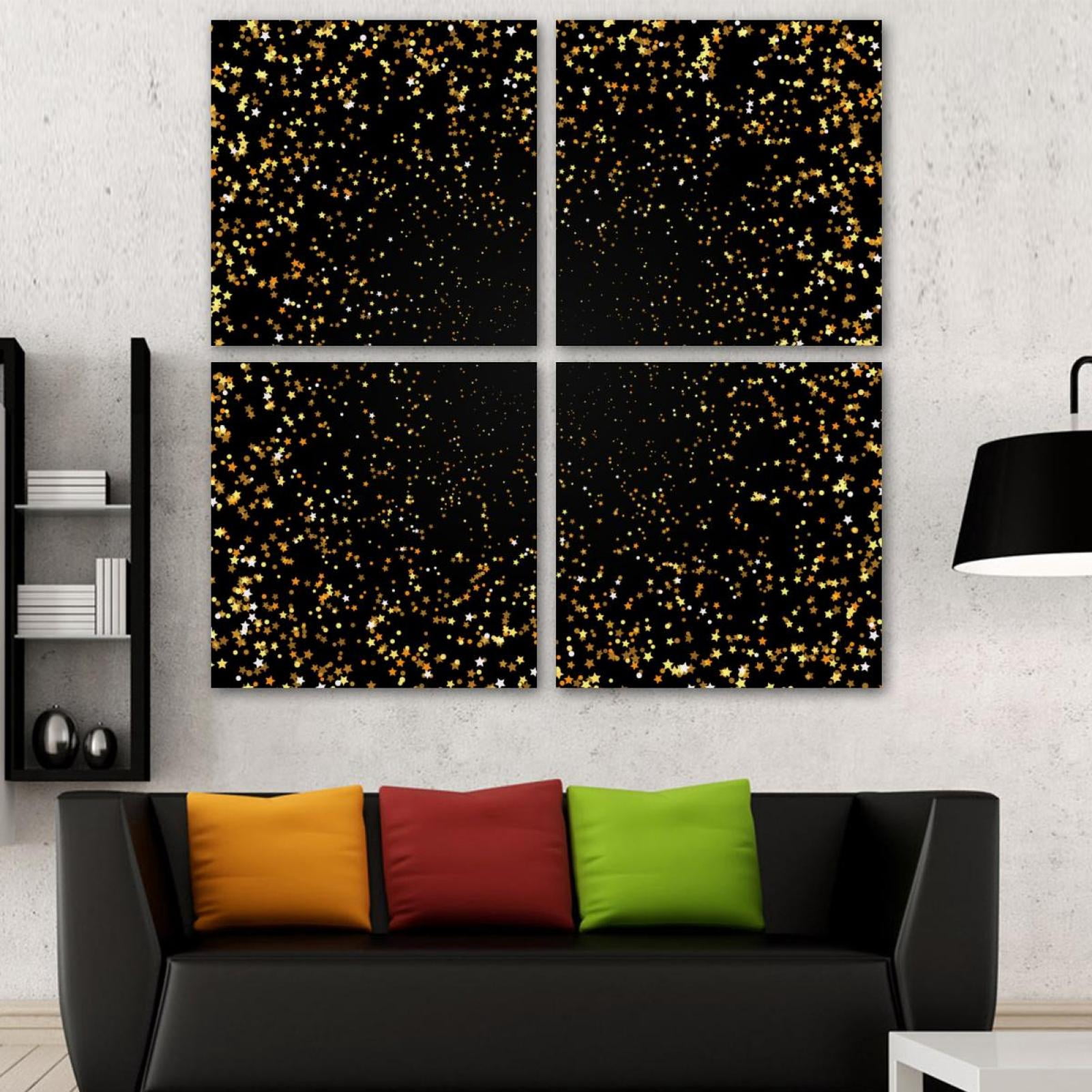 OWNSERIES Gold Stars Shining Background Pattern 4PC Frameless Canvas ...