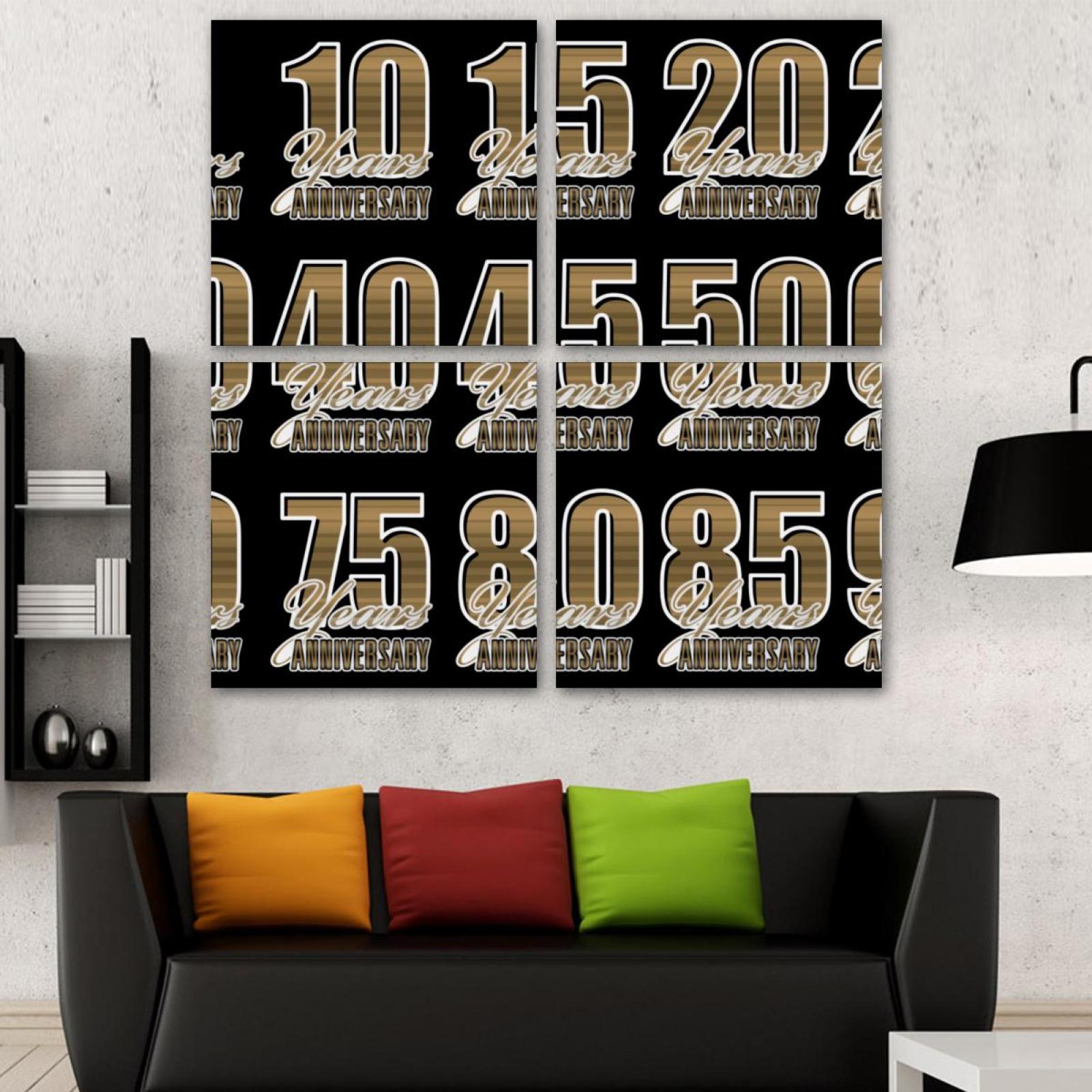 OWNSERIES Golden Anniversary Emblems Pattern 4PC Frameless Canvas Wall ...