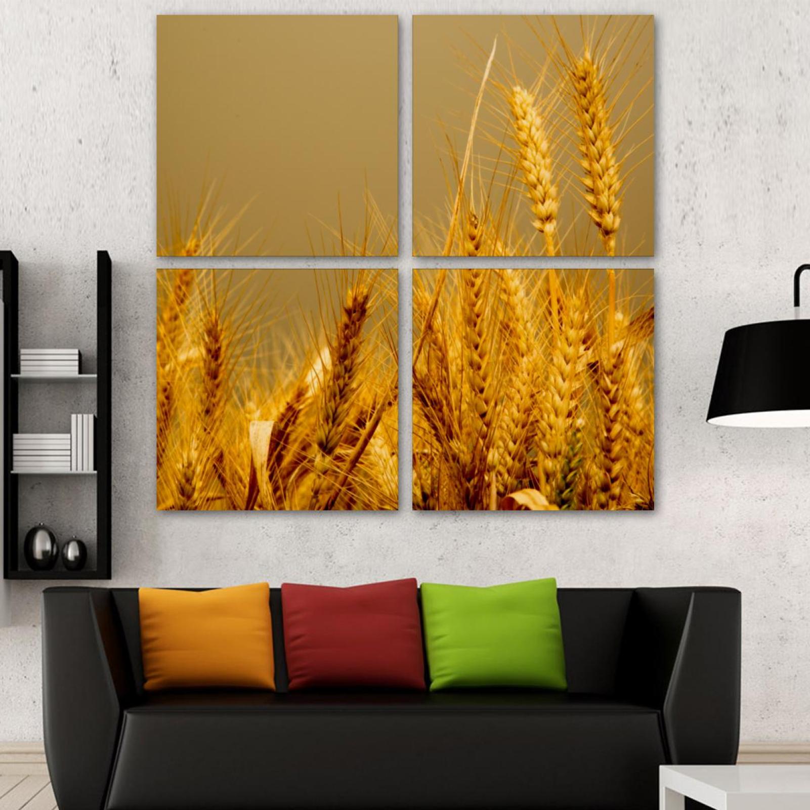 OWNSERIES Golden Wheat Pattern 4PC Frameless Canvas Wall Art Paintings ...