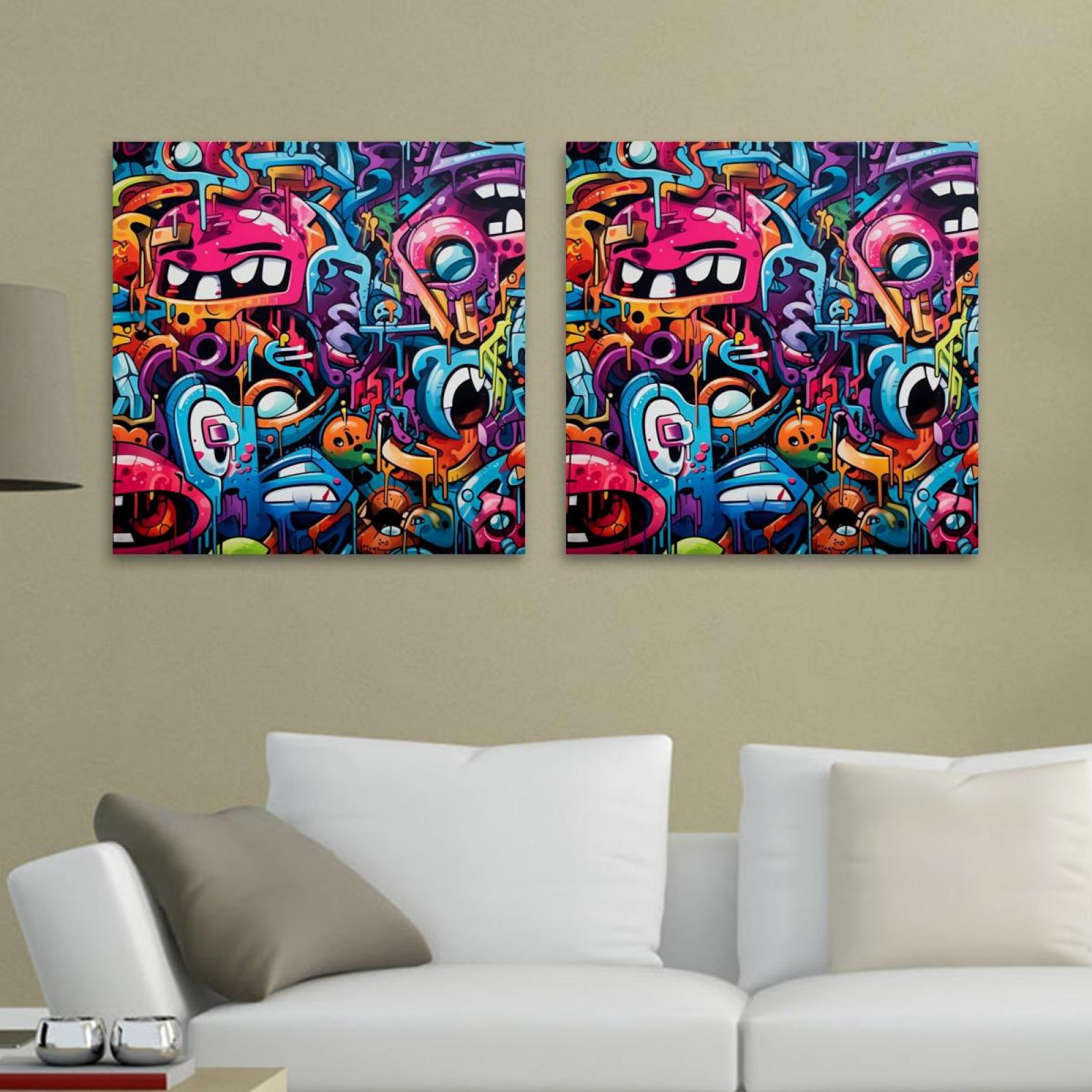OWNSERIES Graffiti Pattern 2PC Canvas Wall Art Paintings for Living ...