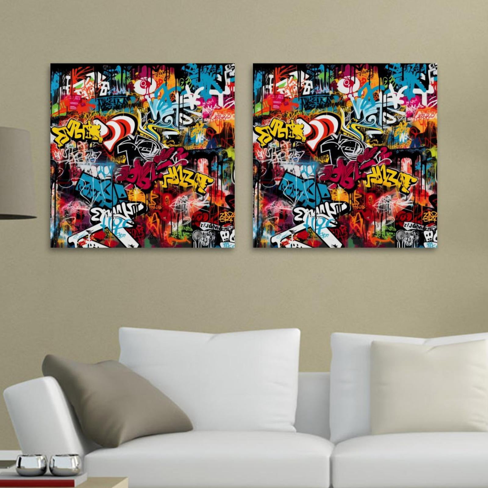 OWNSERIES Graffiti Pattern 2PC Canvas Wall Art Paintings for Living ...