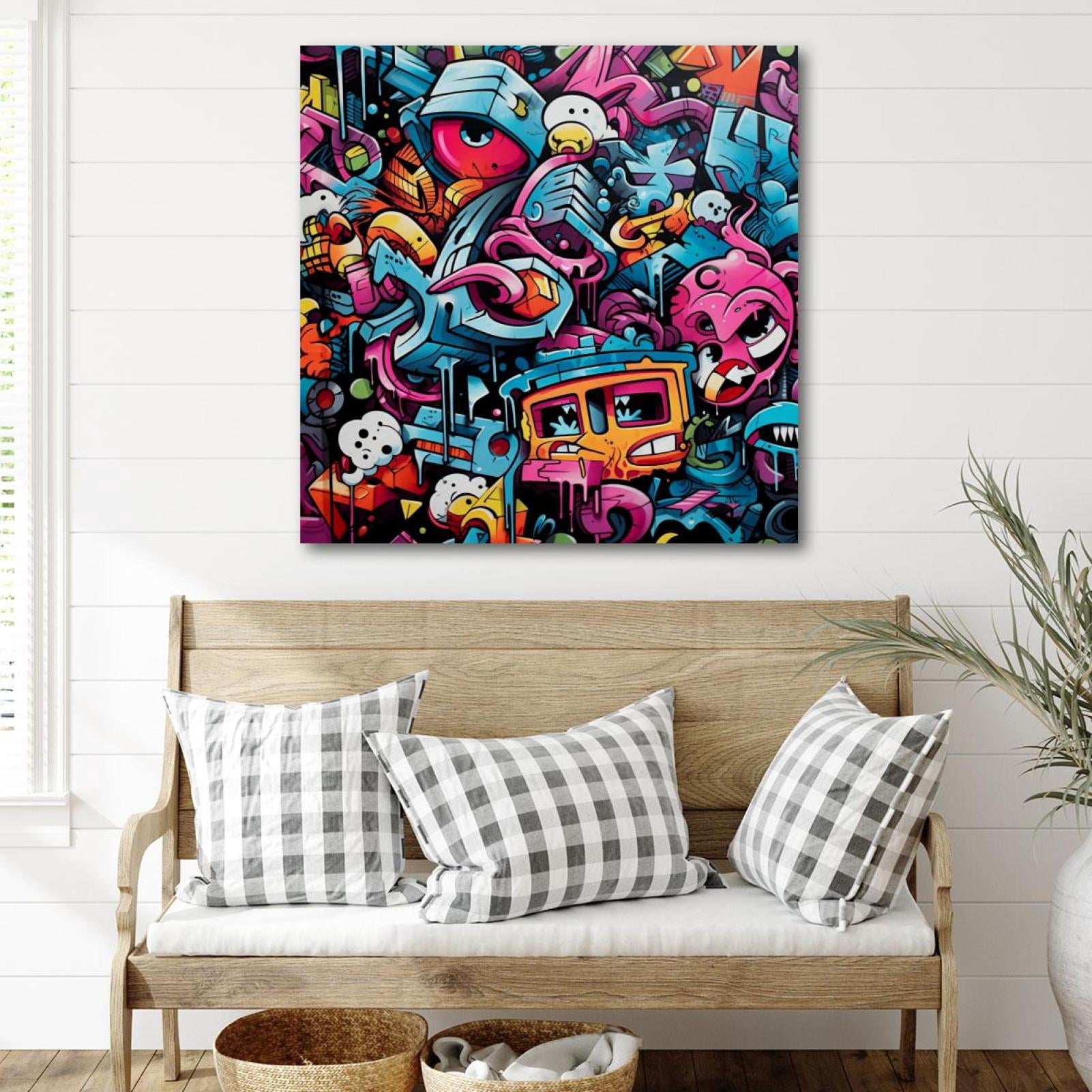 OWNSERIES Graffiti Pattern Canvas Wall Art Paintings for Living Room ...