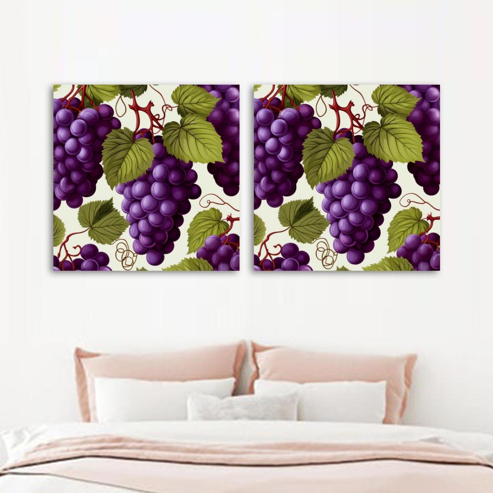 OWNSERIES Grape Pattern 2PC Canvas Wall Art Paintings for Living Room ...