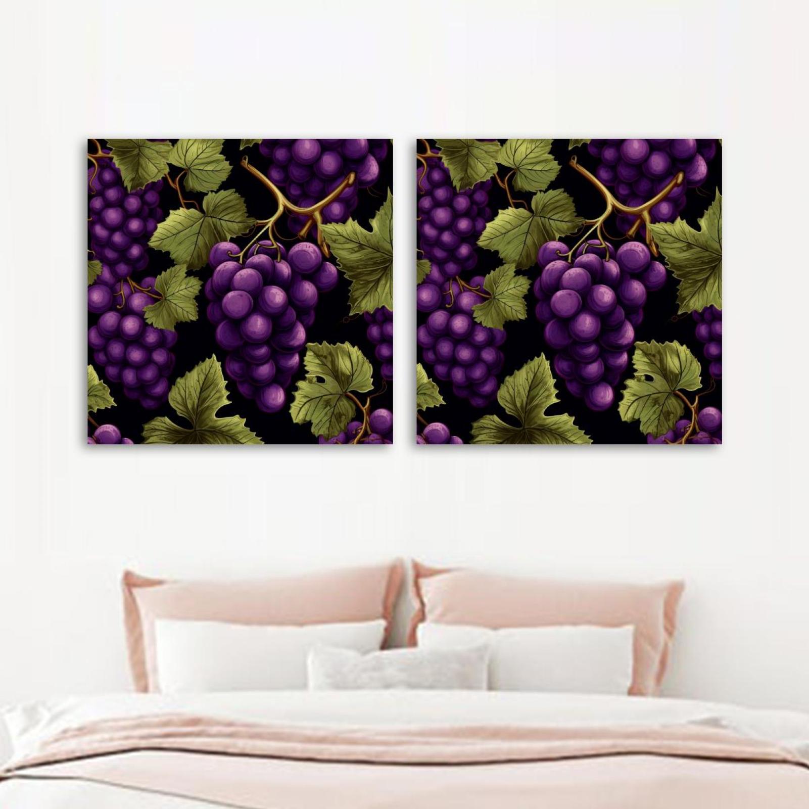 OWNSERIES Grape Pattern 2PC Canvas Wall Art Paintings for Living Room ...