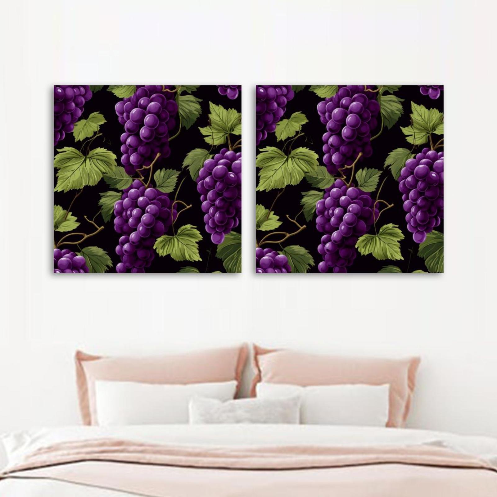 OWNSERIES Grape Pattern 2PC Canvas Wall Art Paintings for Living Room ...