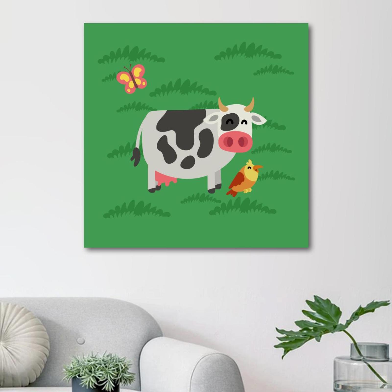 OWNSERIES Green Cow Pattern Canvas Wall Art Paintings for Living Room ...