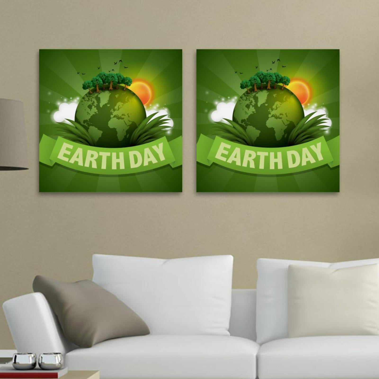 OWNSERIES Green Earth Day Pattern 2PC Canvas Wall Art Paintings for ...