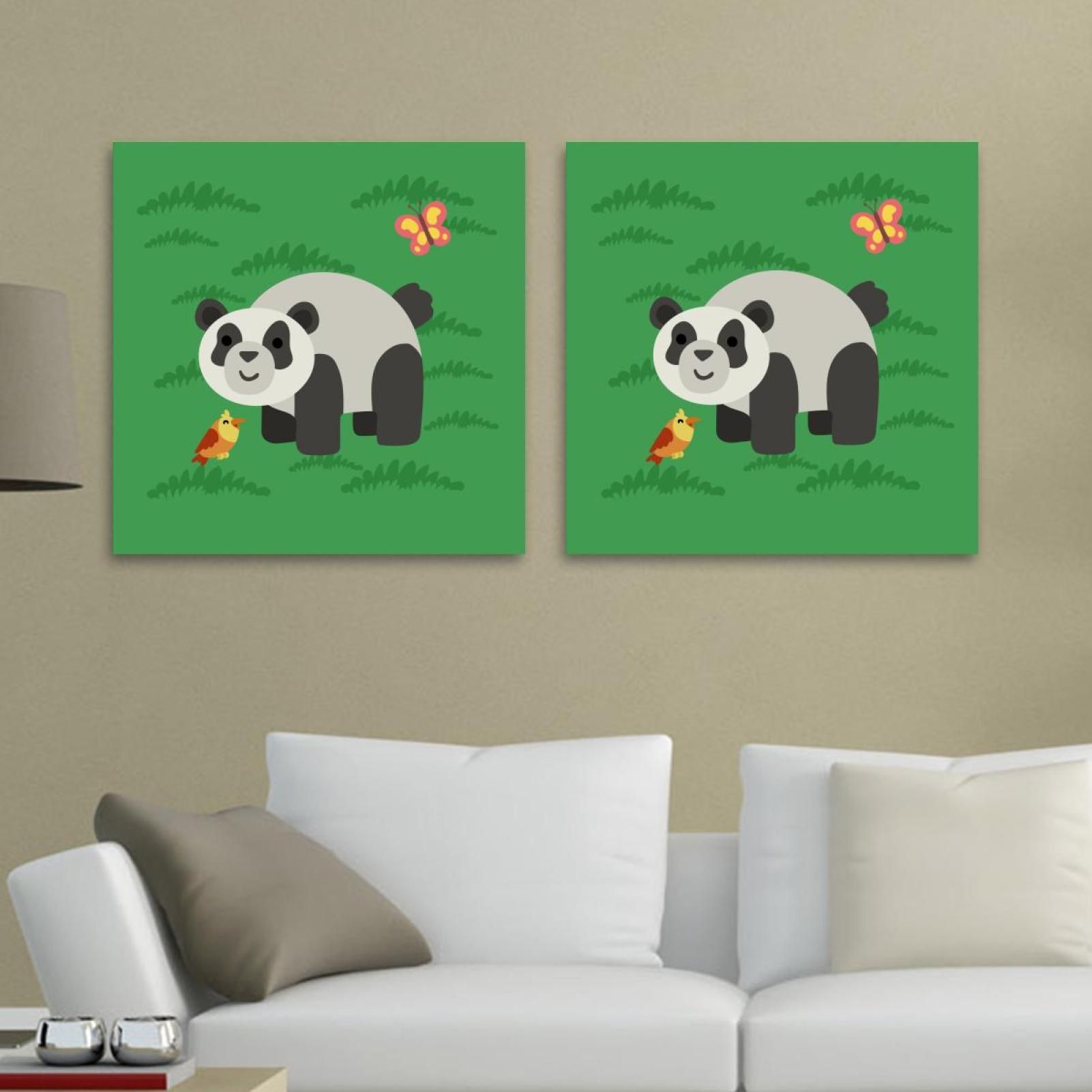 OWNSERIES Green Panda Pattern 2PC Canvas Wall Art Paintings for Living ...
