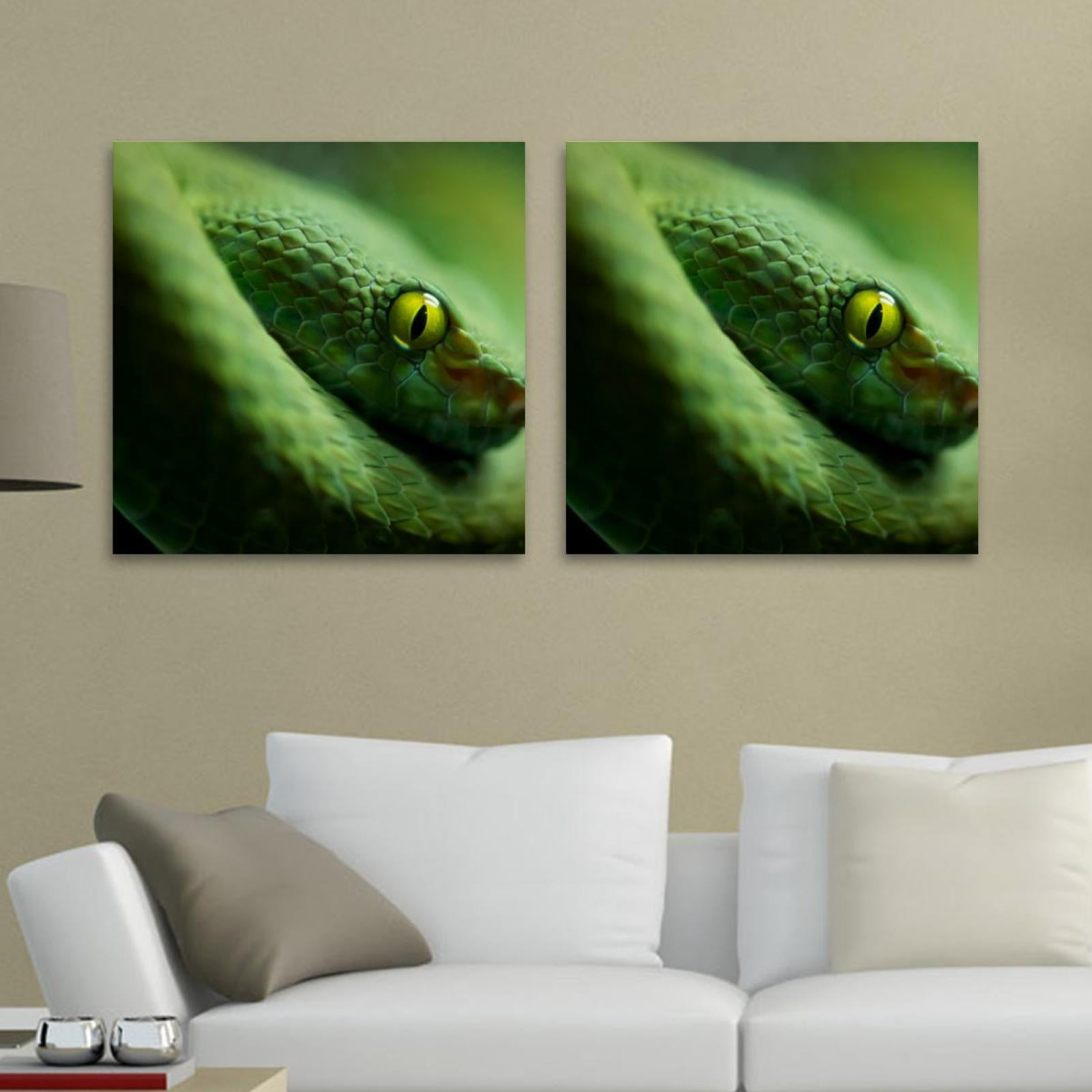 OWNSERIES Green Snake Pattern 2PC Canvas Wall Art Paintings for Living ...