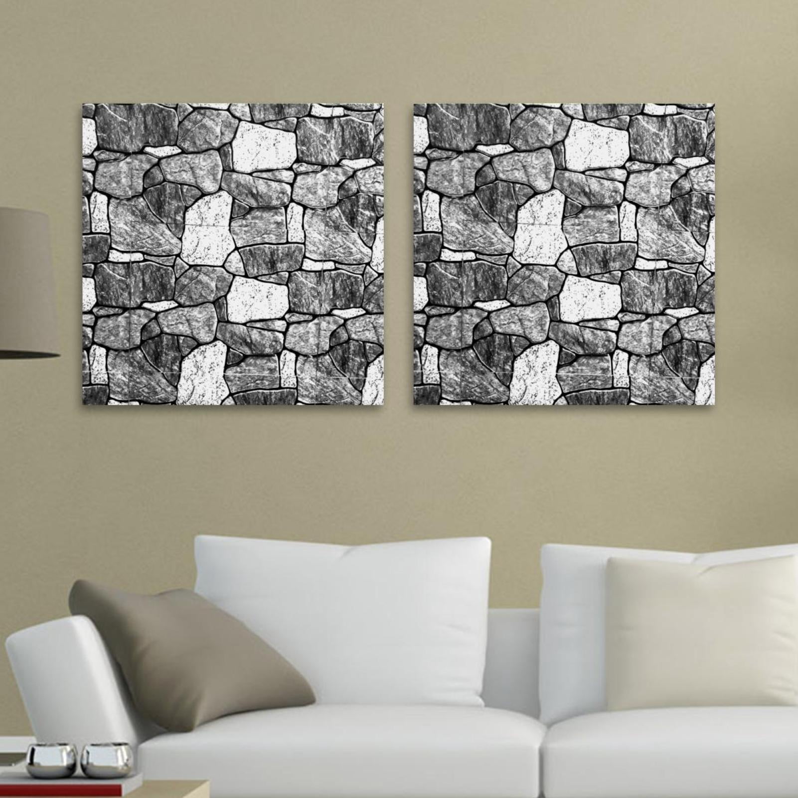 OWNSERIES Grey Brick Wall Texture Pattern 2PC Canvas Wall Art Paintings ...