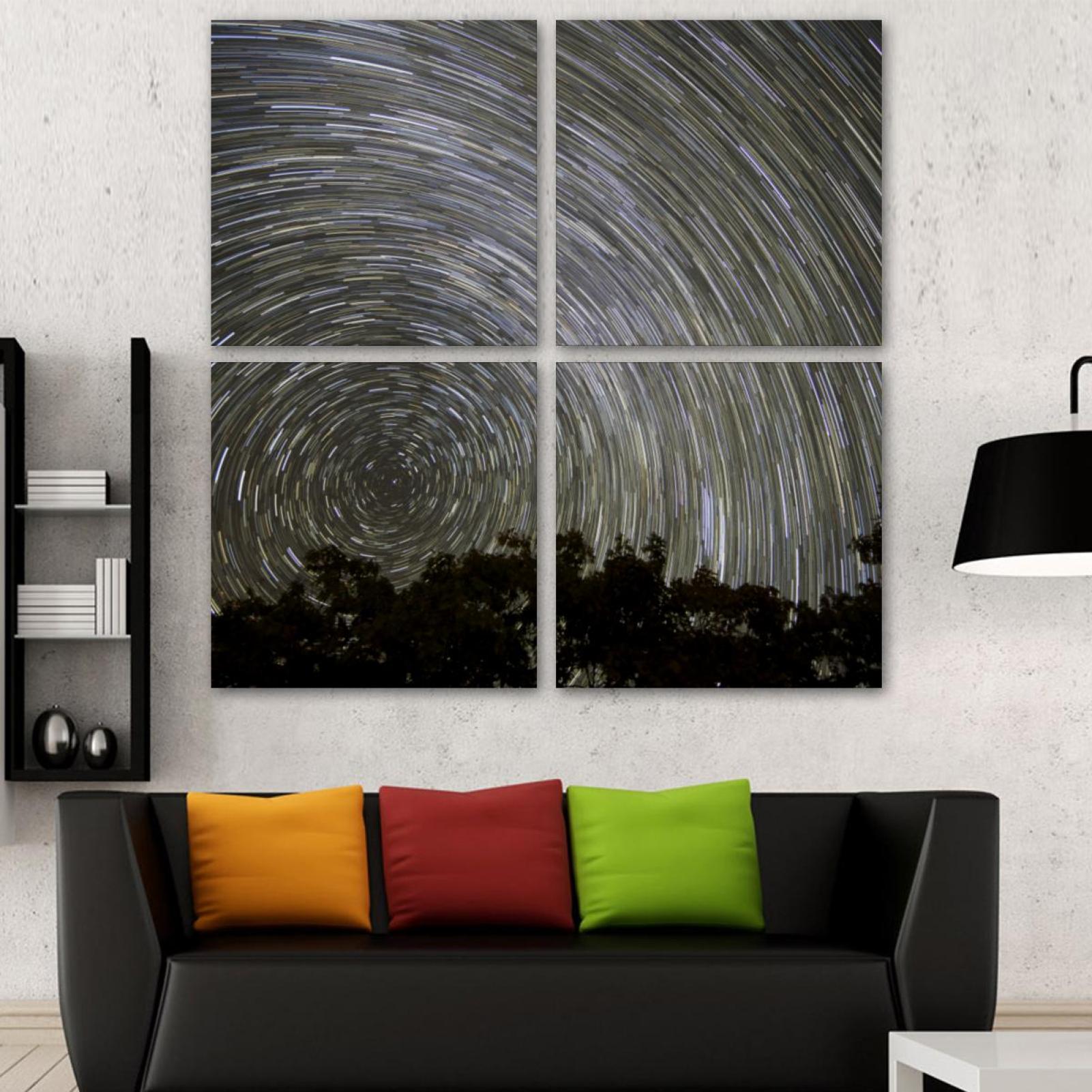 OWNSERIES Grey Starry Sky Night Pattern 4PC Frameless Canvas Wall Art ...